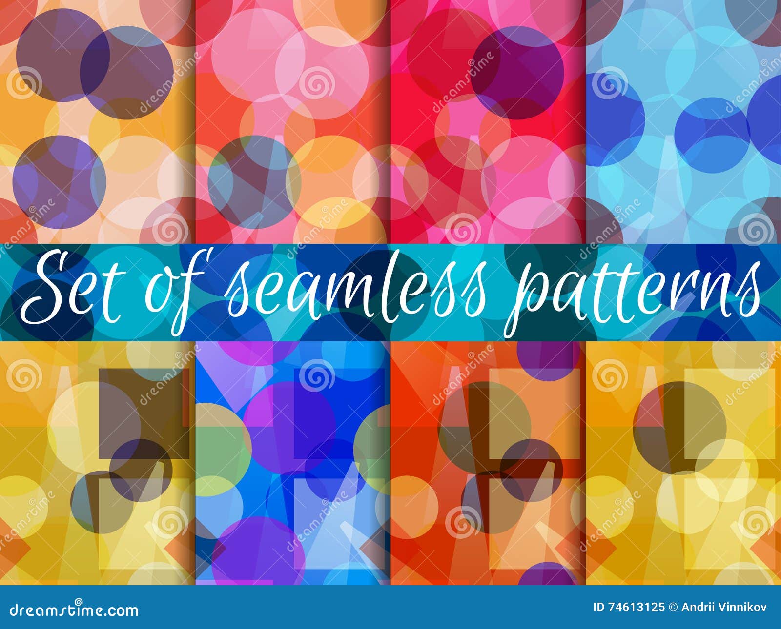 Seamless Pattern of Transparent Geometric Shapes. Stock Vector ...