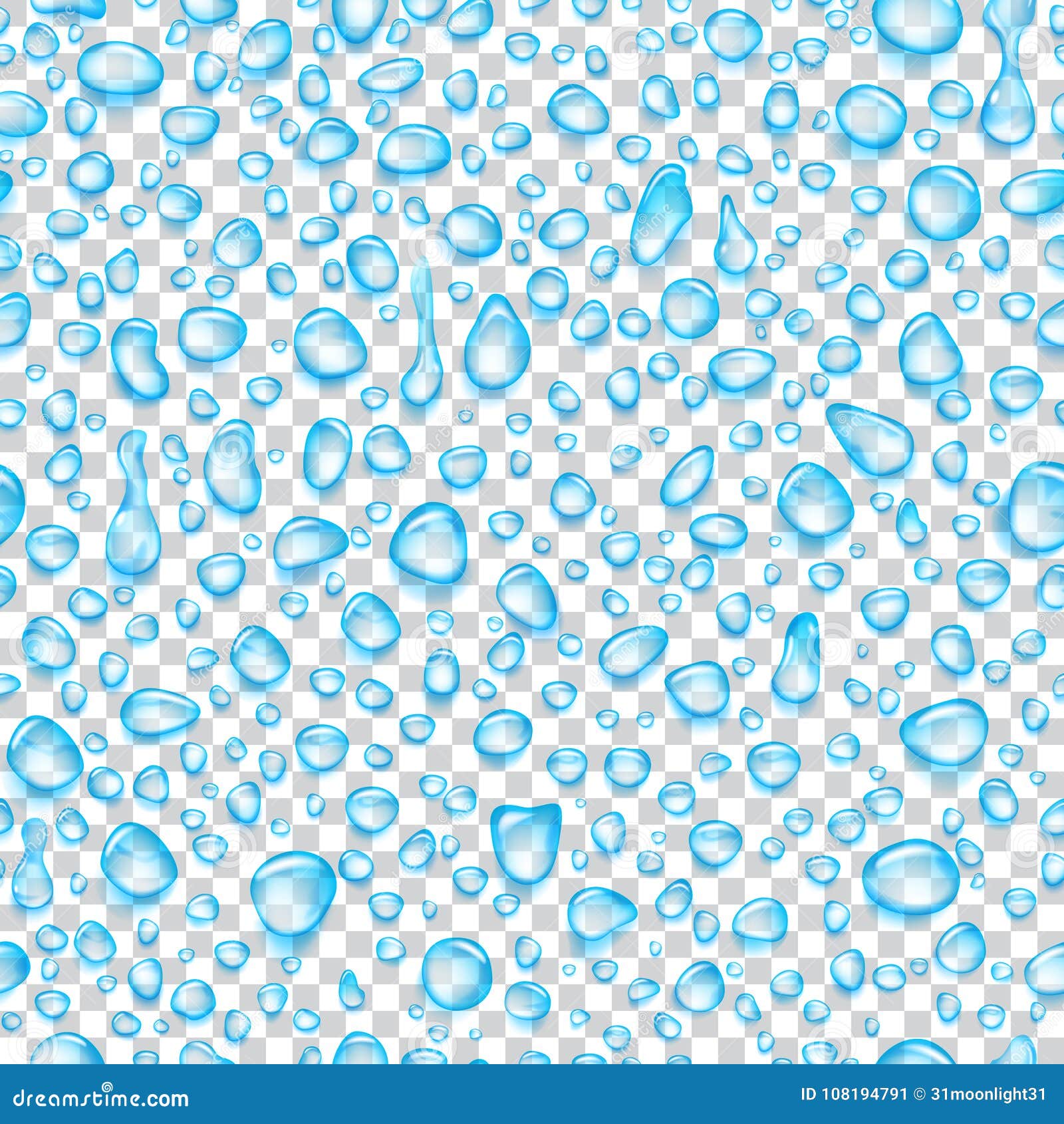 Seamless Pattern of Transparent Light Blue Drops Stock Vector ...