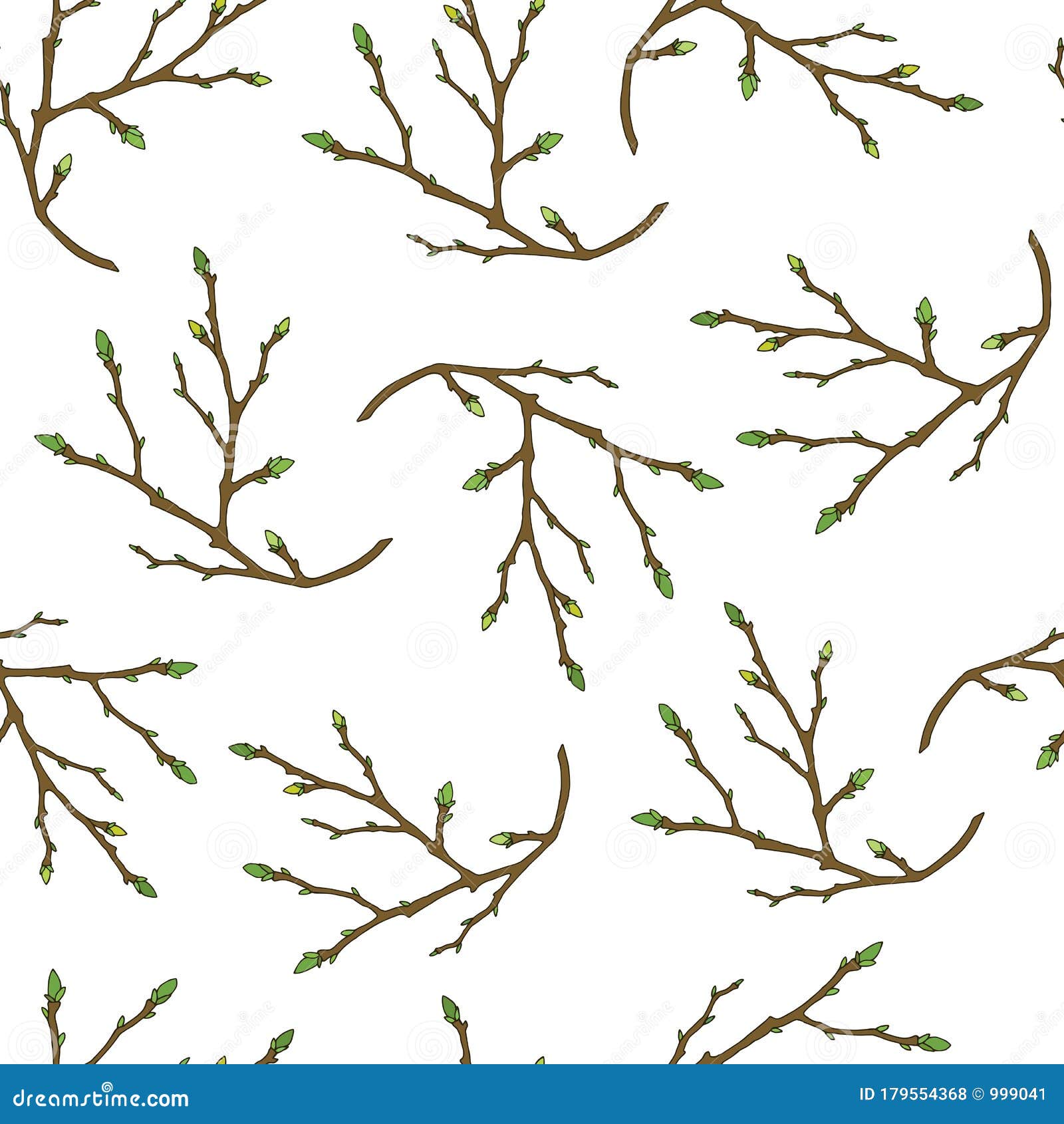 Seamless Pattern. Tree Branch with Buds. Eps10 Vector Stock ...