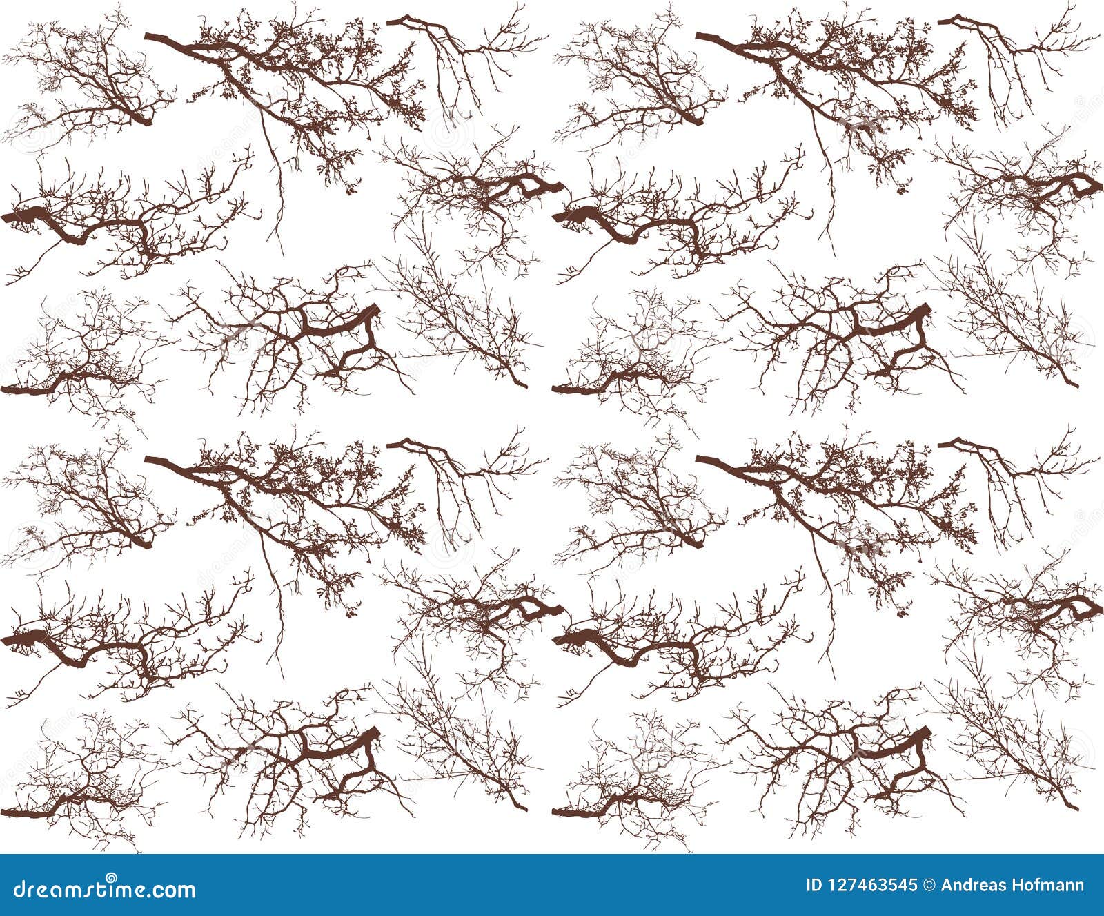 Seamless Pattern with Tree Branches Silhouette Vector Illustration ...