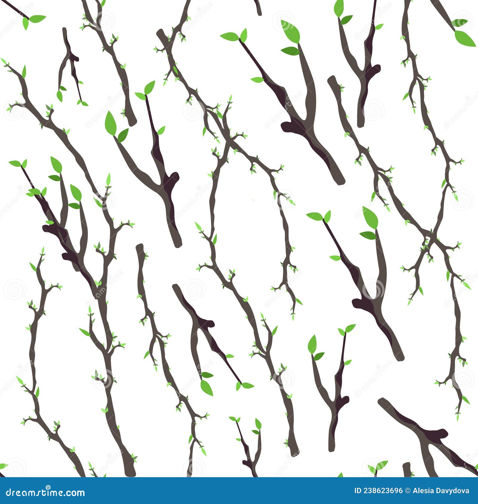 Seamless Pattern with Tree Branches on a White Background. the Idea of ...