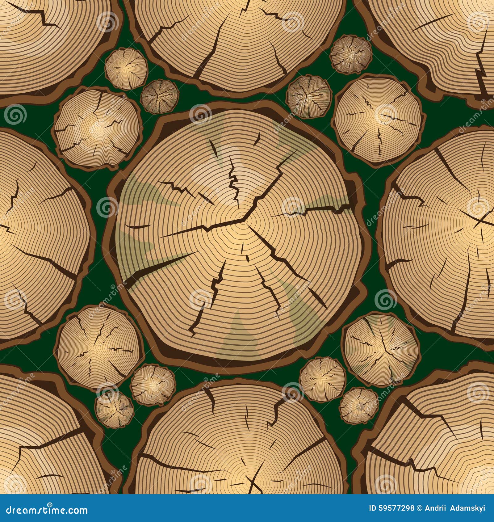 Seamless Pattern with Tree Rings Stock Vector - Illustration of nature ...