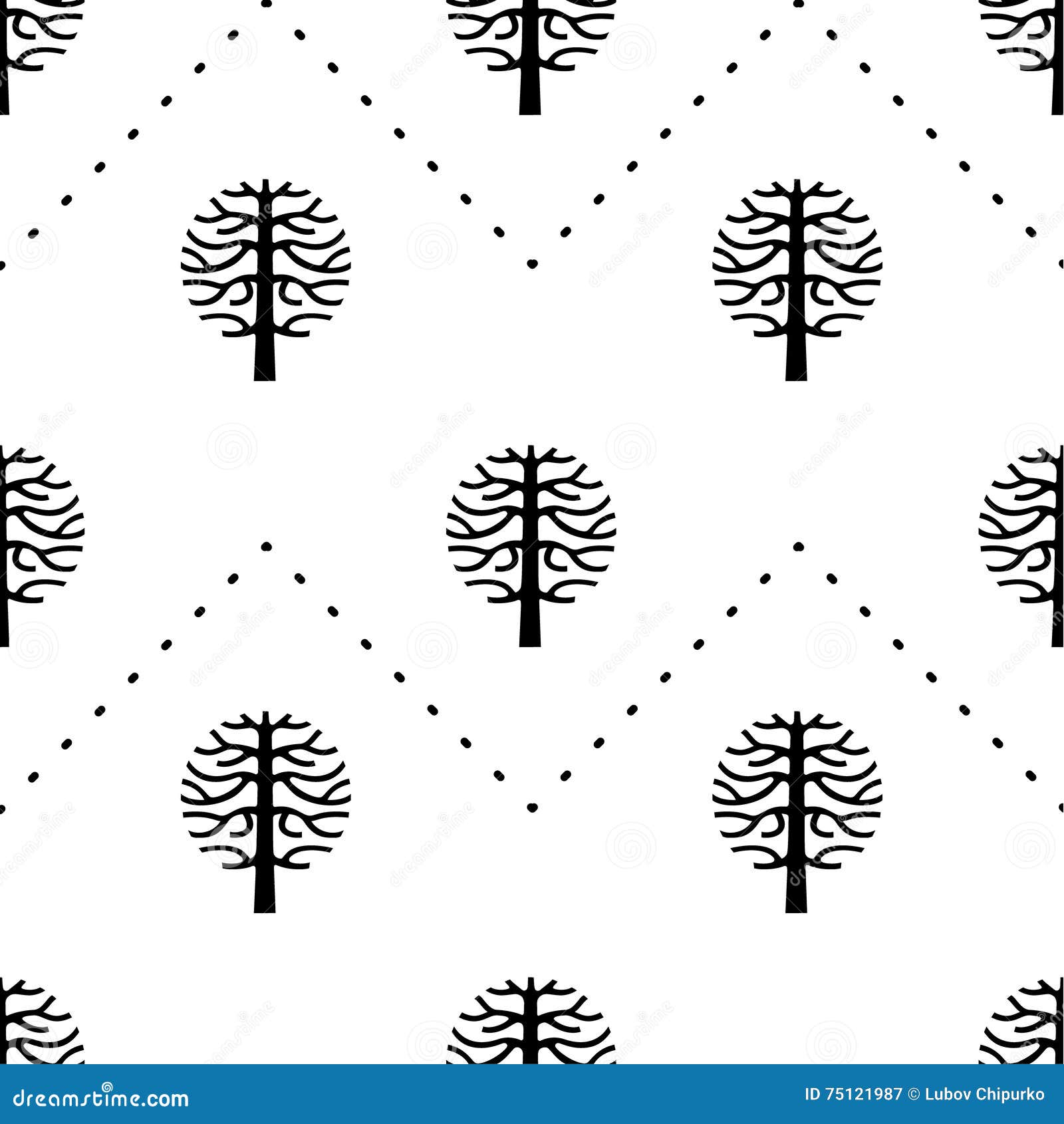 Seamless Pattern with Tree Silhouette Stock Vector - Illustration of ...