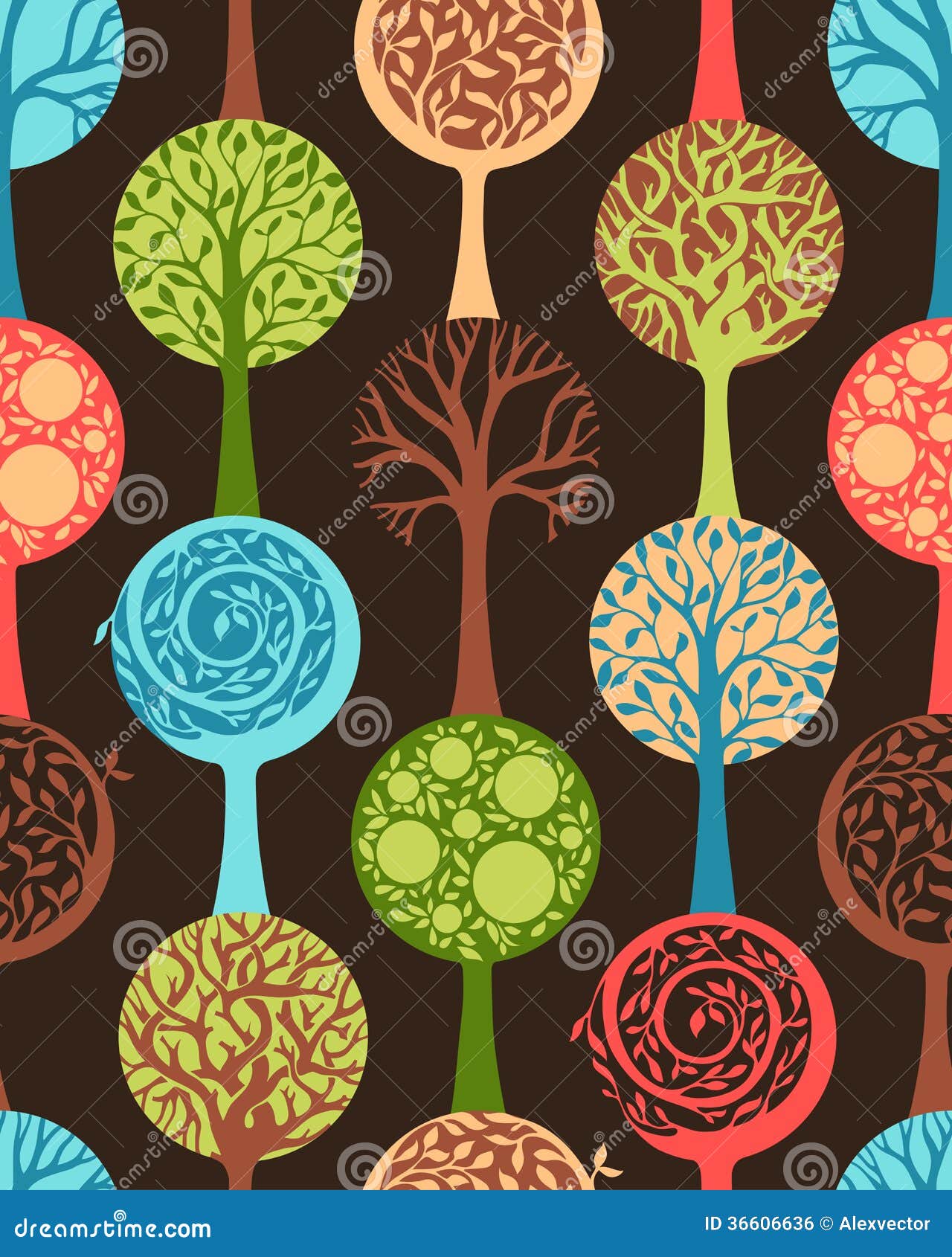 Seamless pattern of trees stock vector. Illustration of beige - 36606636