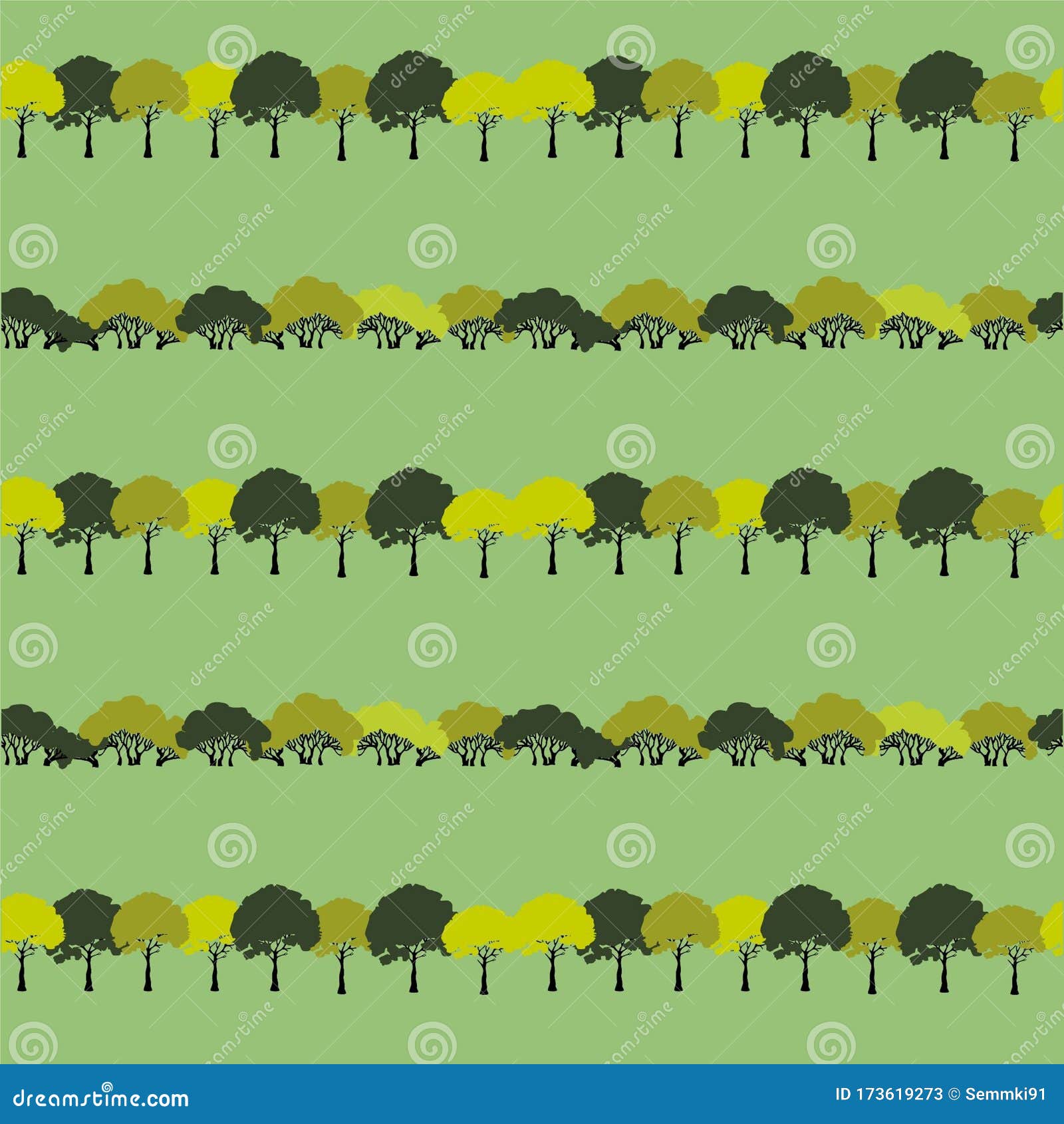Seamless Pattern of Trees, Row of Trees . Vector Illustration Stock ...