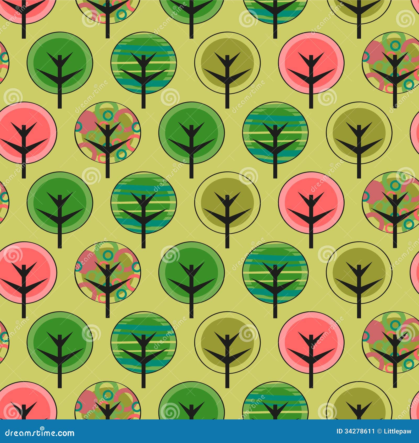 Seamless Pattern with Trees Stock Vector - Illustration of pretty ...