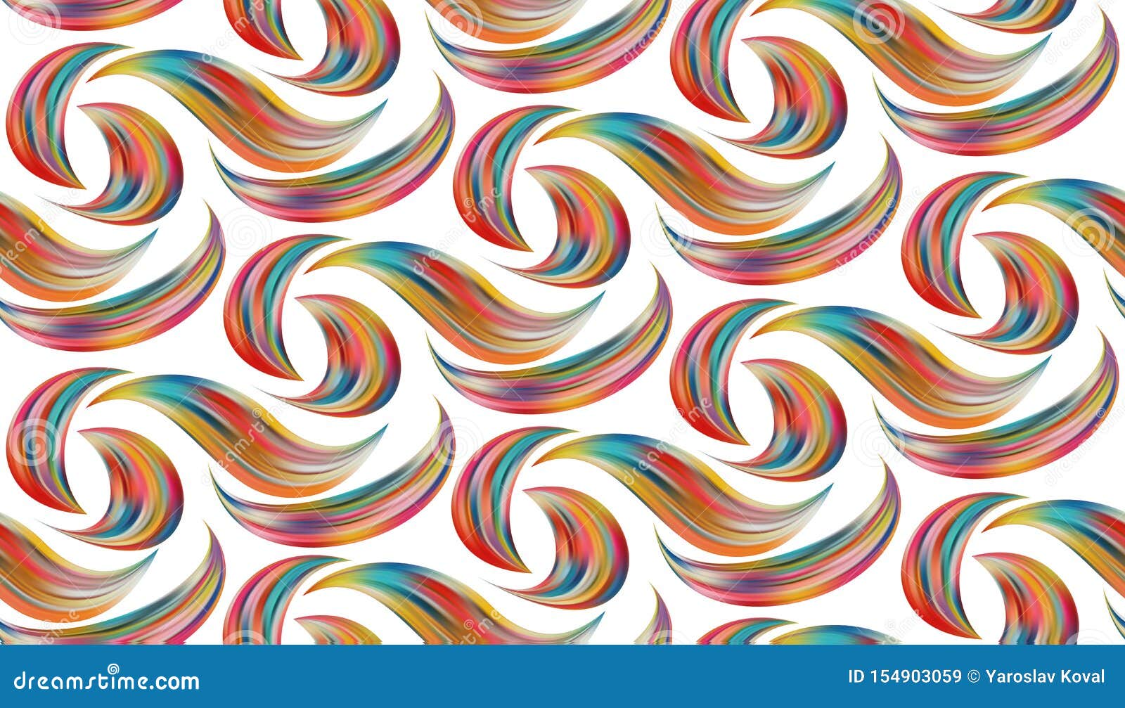 Seamless Pattern Trendy Colorful Brush Strokes Set Stock Illustration ...