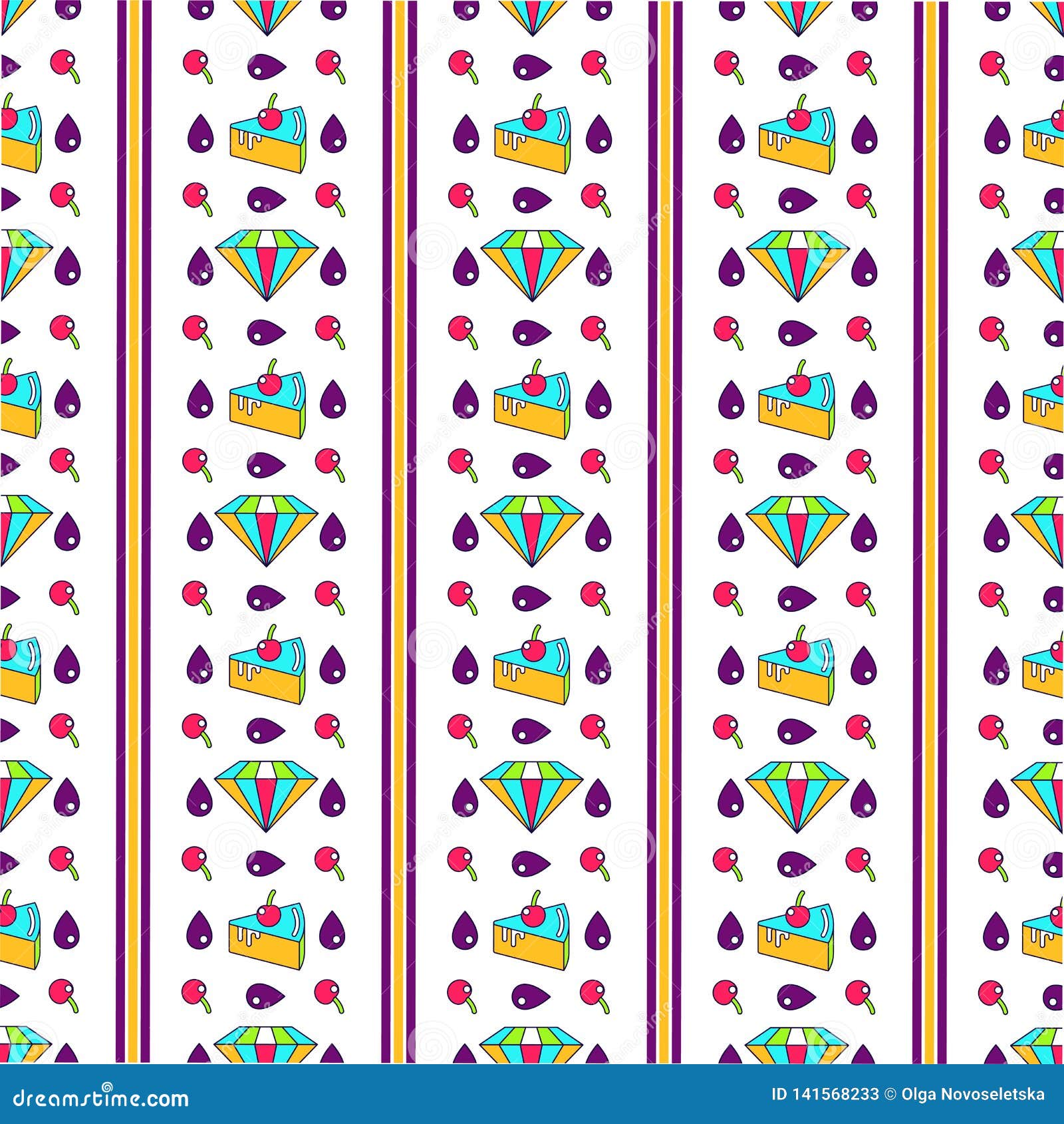 Seamless Pattern with Stickers. Flat Outline Vector Background Stock ...