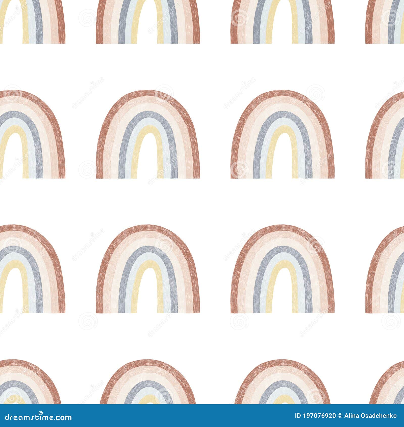 Seamless Pattern of Trendy Cute Rainbow Illustration in Pastel Colors ...