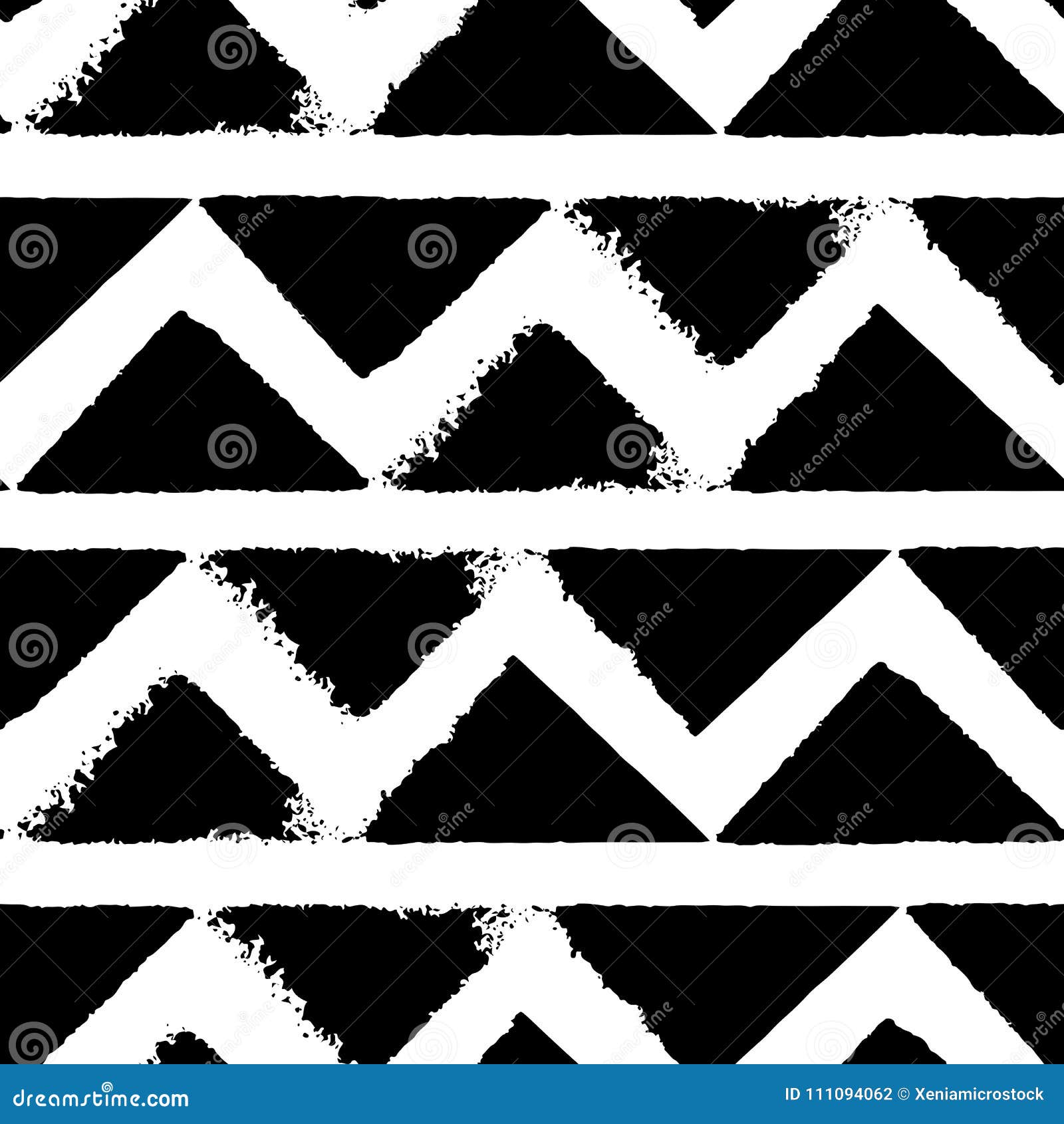 Seamless Pattern with Triangles. Forms Printed in Ink. Hand Drawn Stock ...