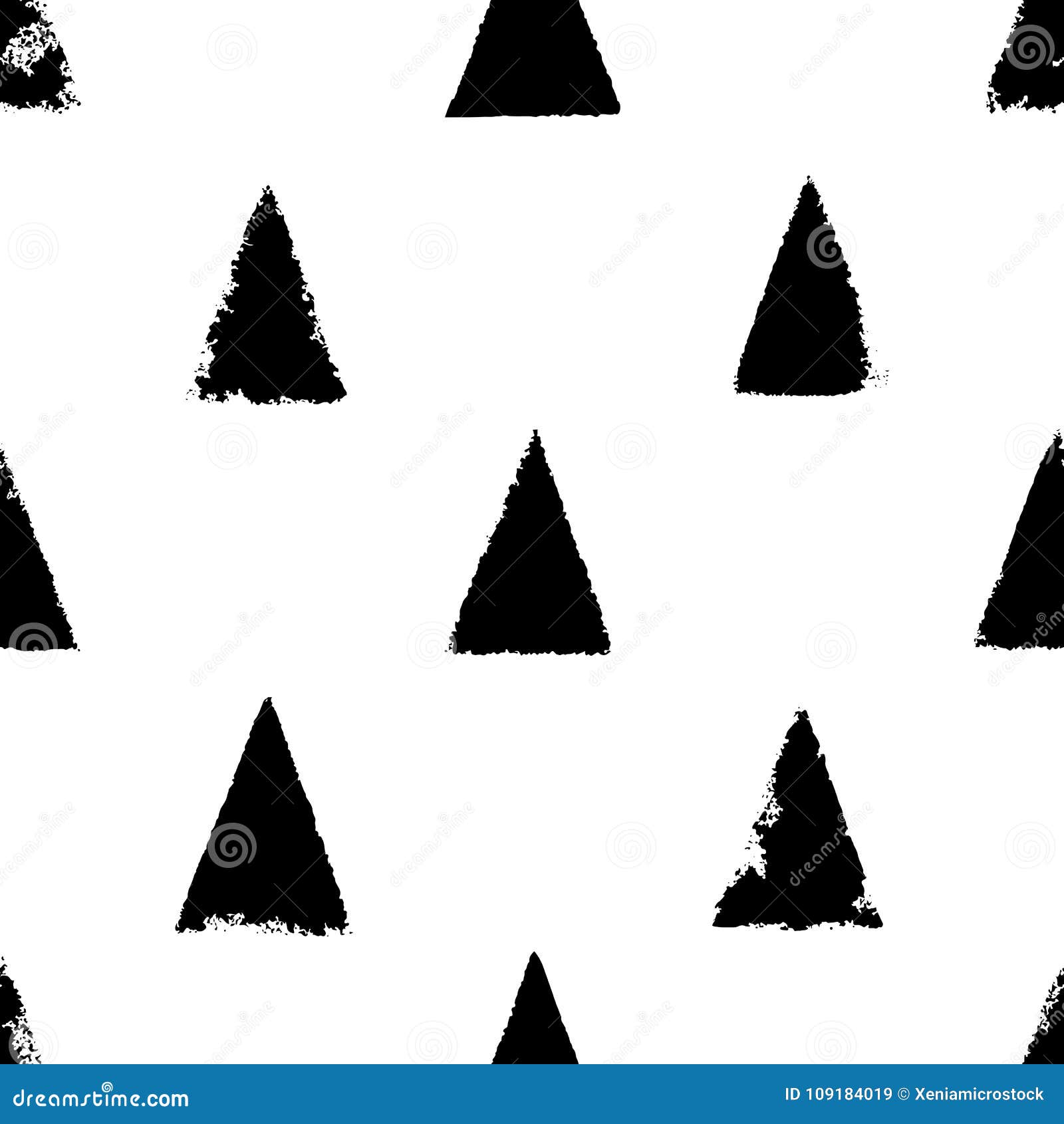Seamless Pattern with Triangles. Forms Printed in Ink. Hand Drawn Stock ...