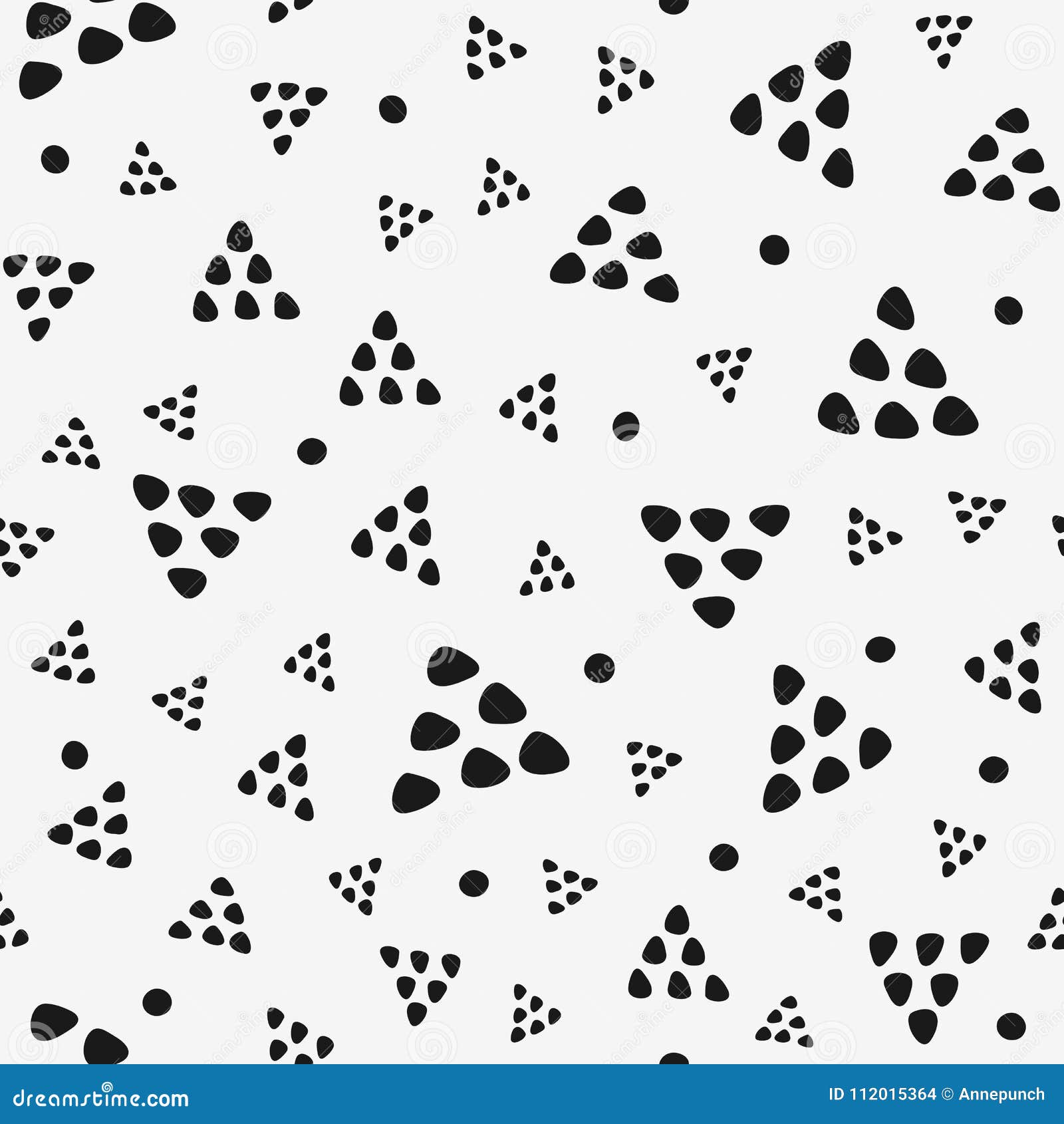 Seamless Pattern with Triangles and Rounded Dots Drawn by Hand. Stock ...