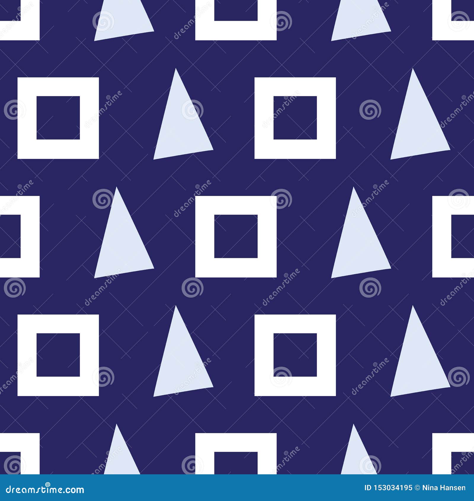 Seamless Pattern of Triangles and Squares on a Navy Background. Stock ...
