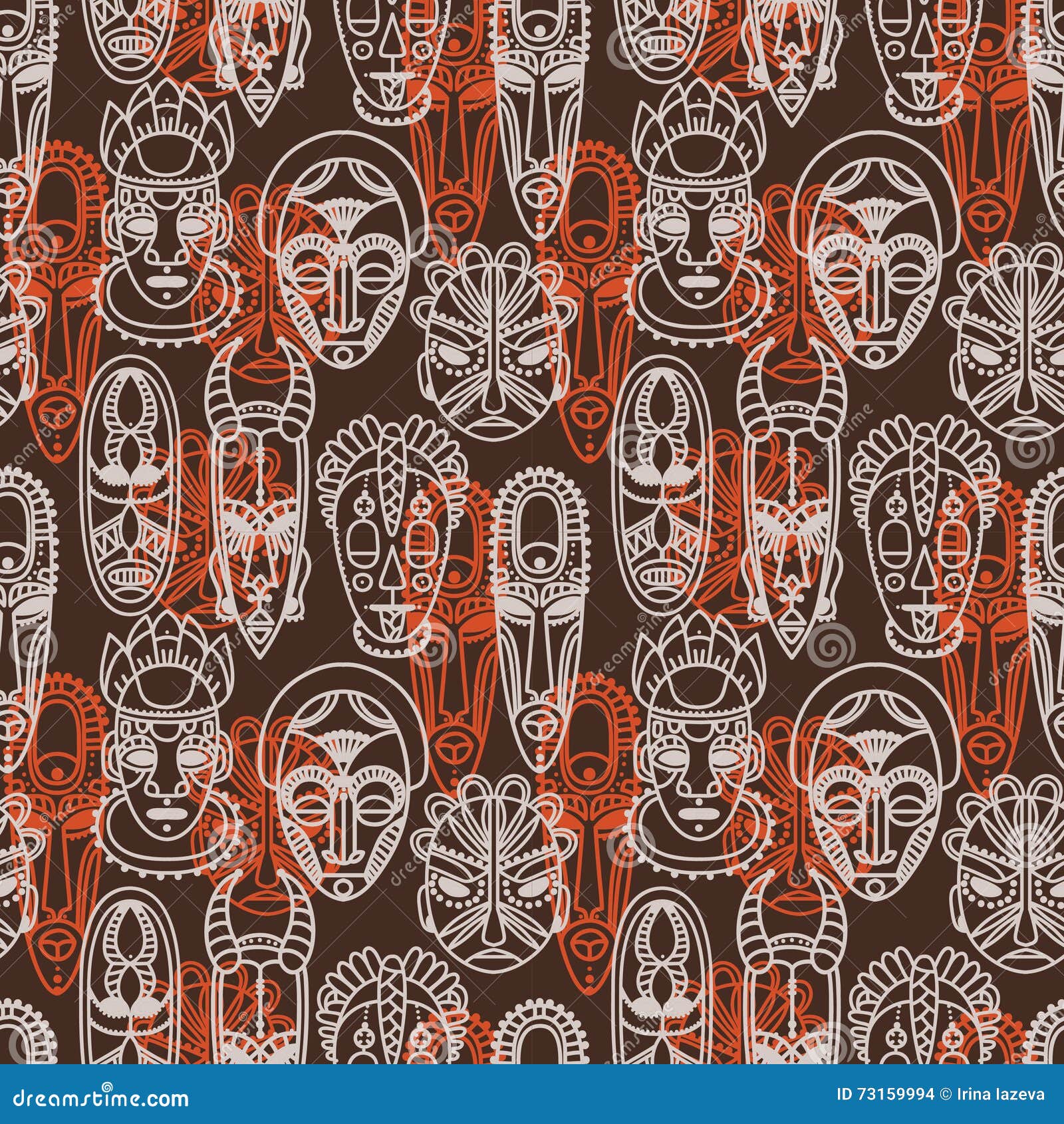 Seamless Pattern with Tribal African Masks Stock Vector - Illustration ...