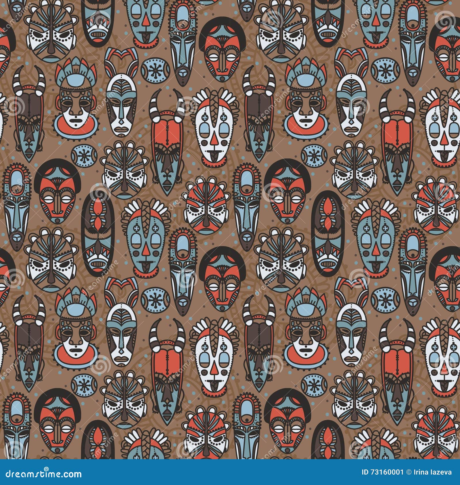 Seamless Pattern with Tribal African Masks Stock Vector - Illustration ...