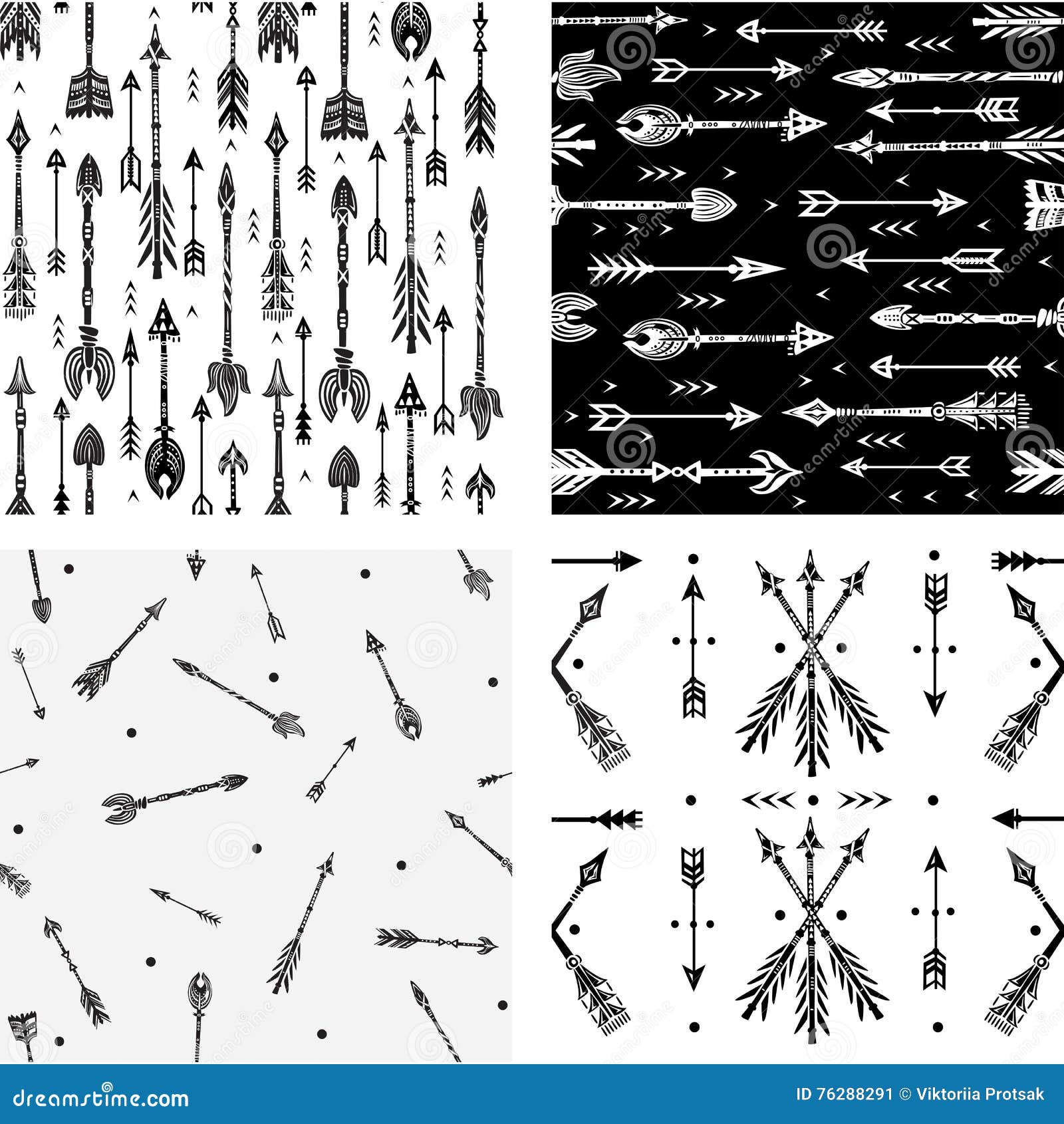 Seamless Pattern with Tribal Arrows Stock Vector - Illustration of ...