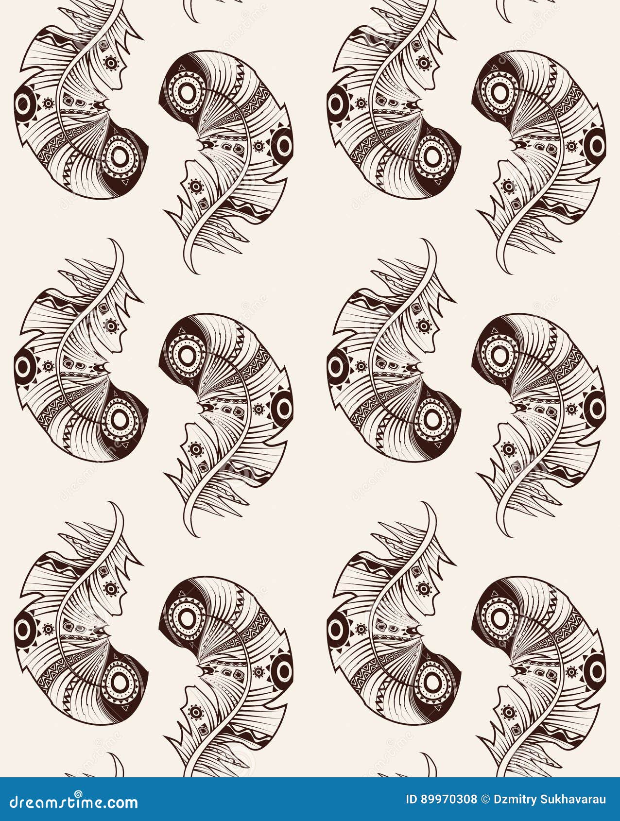 Seamless Pattern with Tribal Feathers. Stock Illustration ...