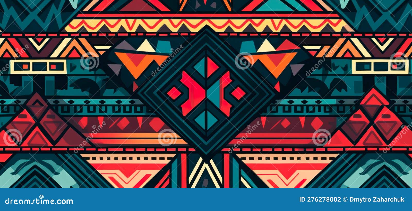 Seamless Pattern with a Tribal-inspired Design, Featuring Geometric ...