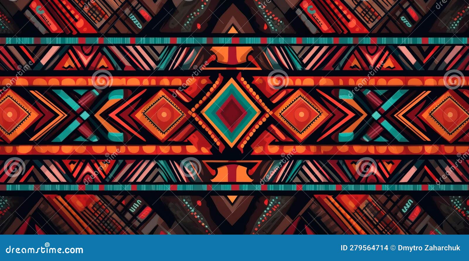 Seamless Pattern with a Tribal-inspired Design, Featuring Geometric ...