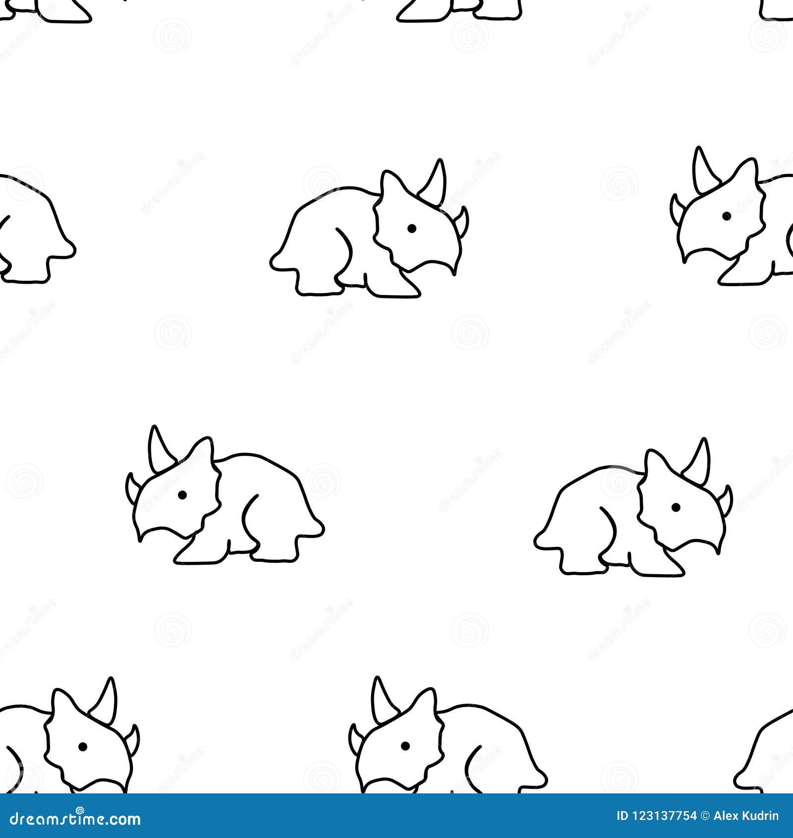 Seamless Pattern from Triceratops Stock Illustration - Illustration of ...