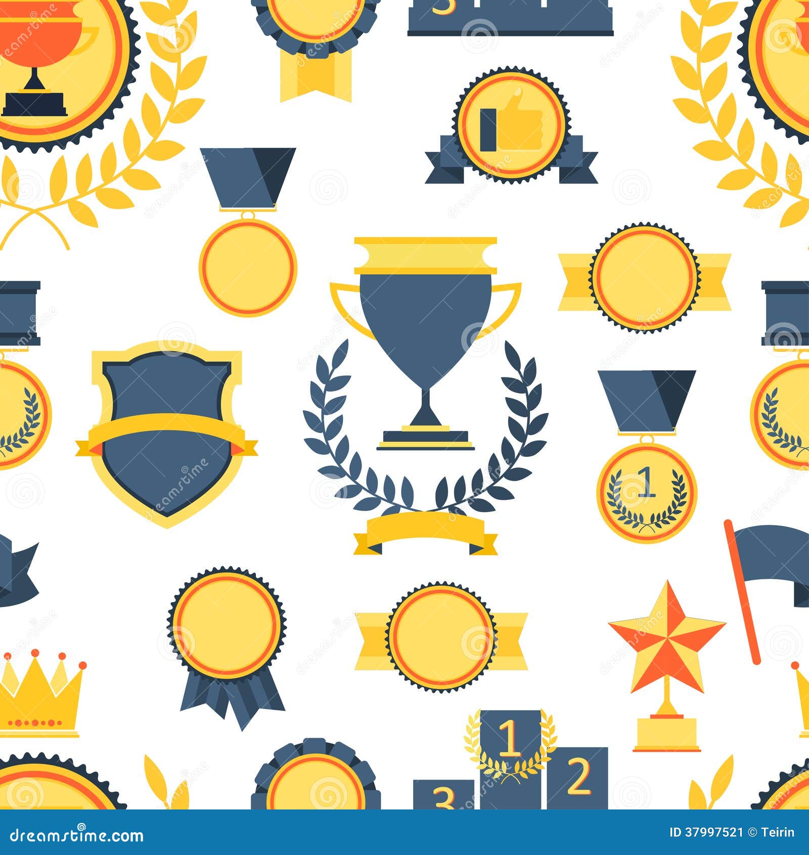 Seamless Pattern with Trophy and Awards. Stock Vector - Illustration of ...
