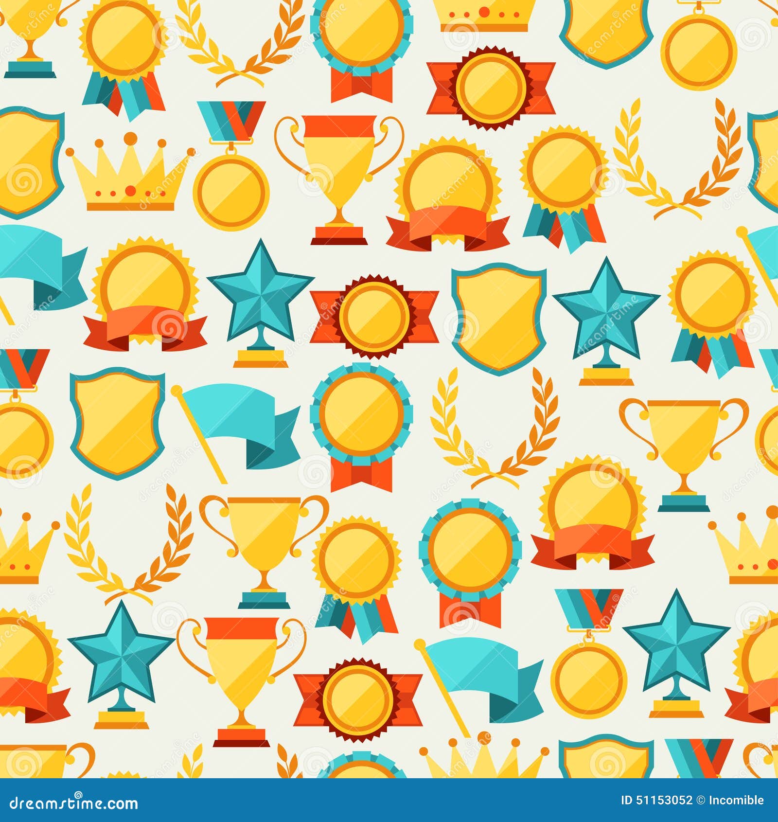Seamless Pattern with Trophy and Awards Stock Vector - Illustration of ...