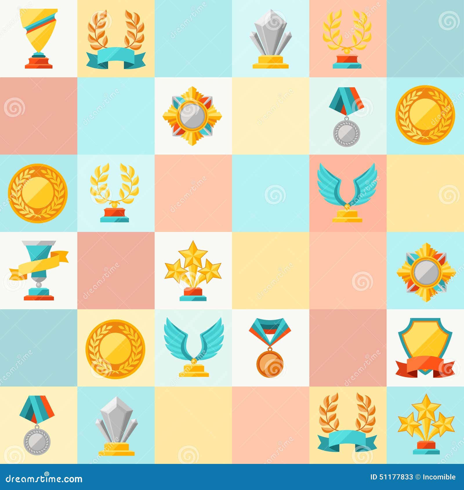 Seamless Pattern with Trophy and Awards Stock Vector - Illustration of ...