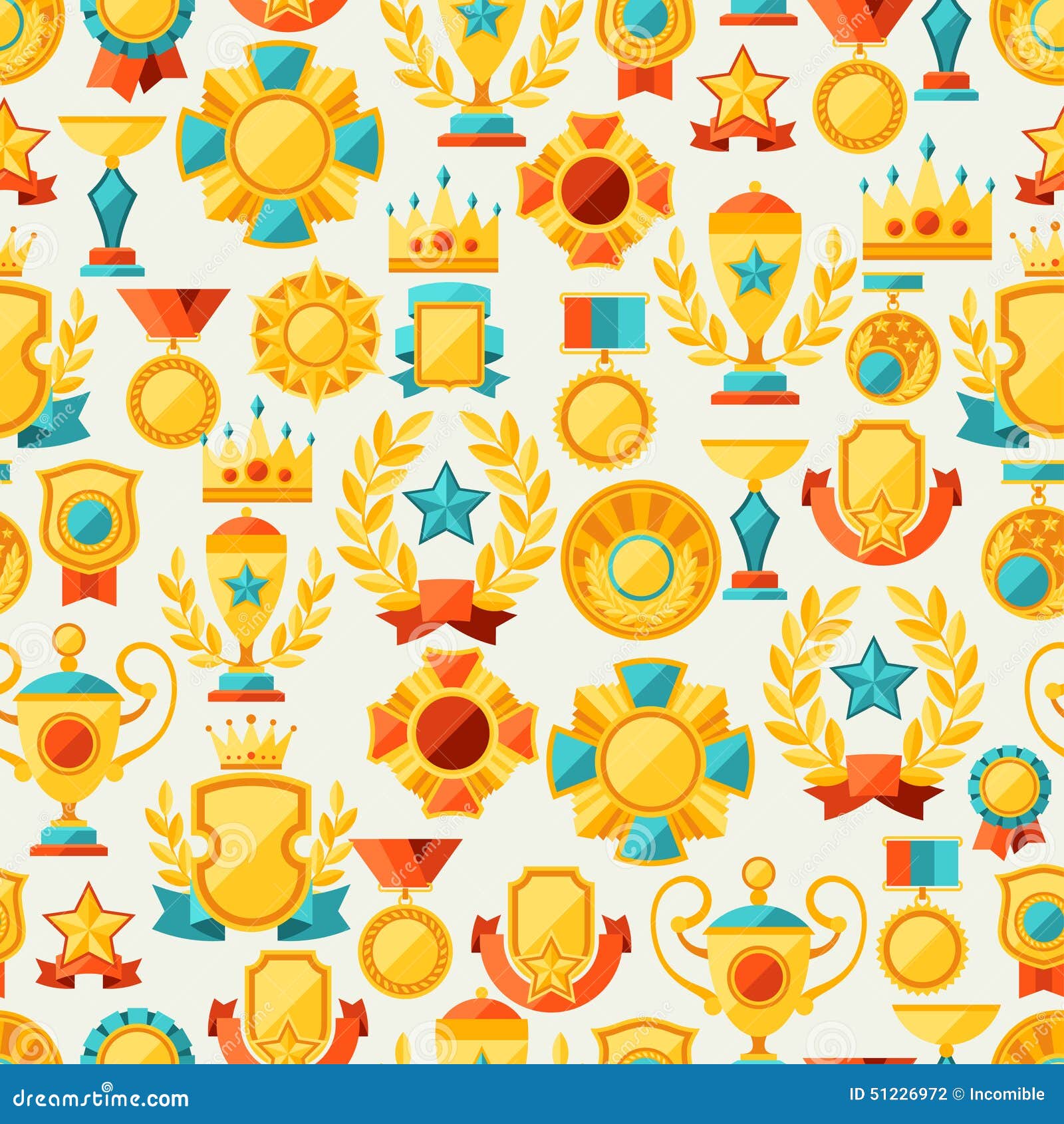 Seamless Pattern with Trophy and Awards in Flat Stock Vector ...