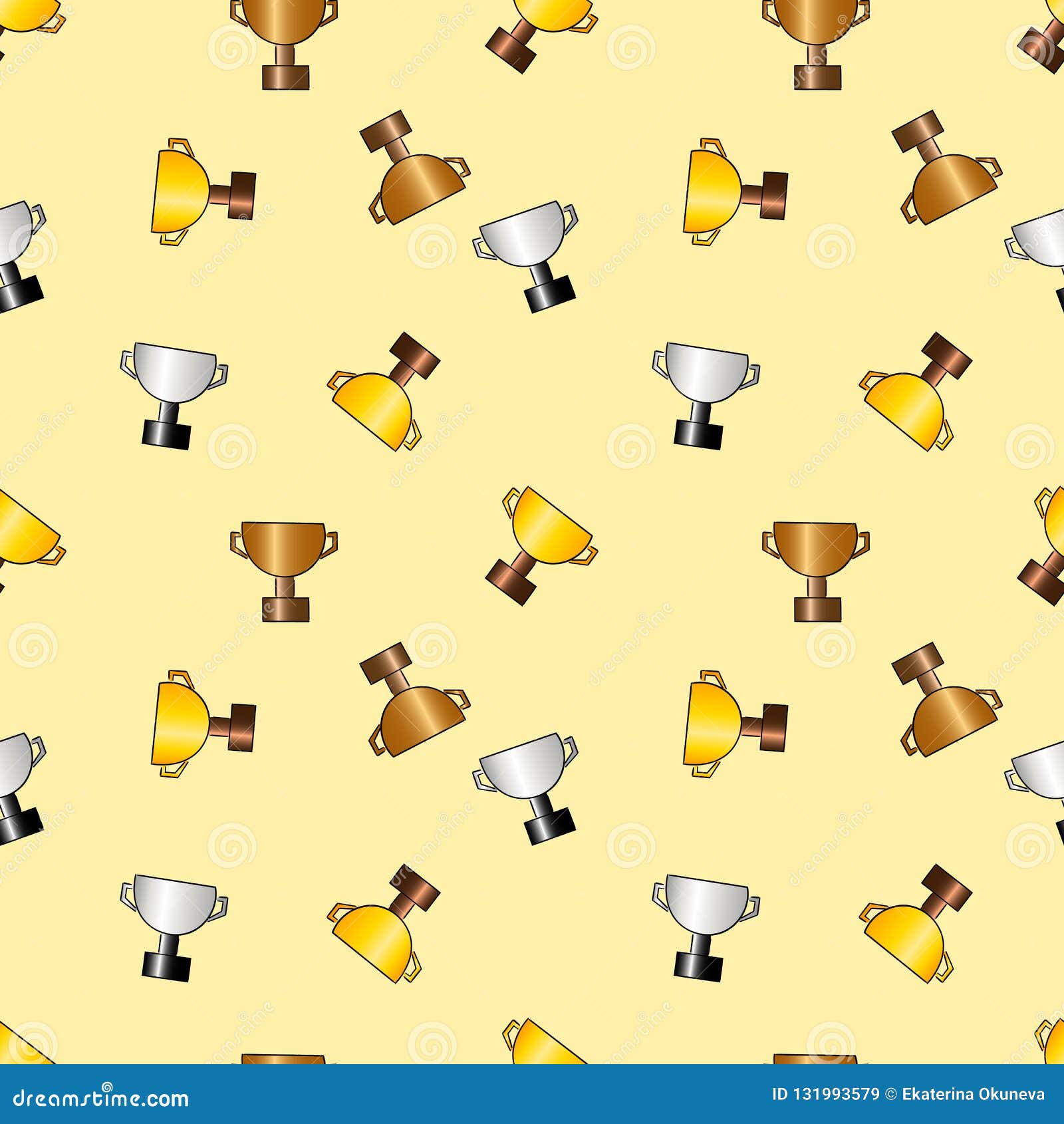 Seamless Pattern with Trophy and Awards. Stock Vector - Illustration of ...