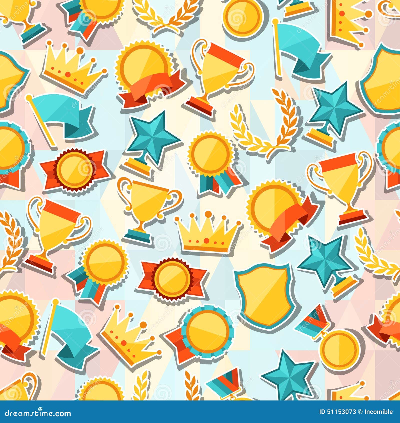 Seamless Pattern with Trophy and Awards Stickers Stock Vector ...