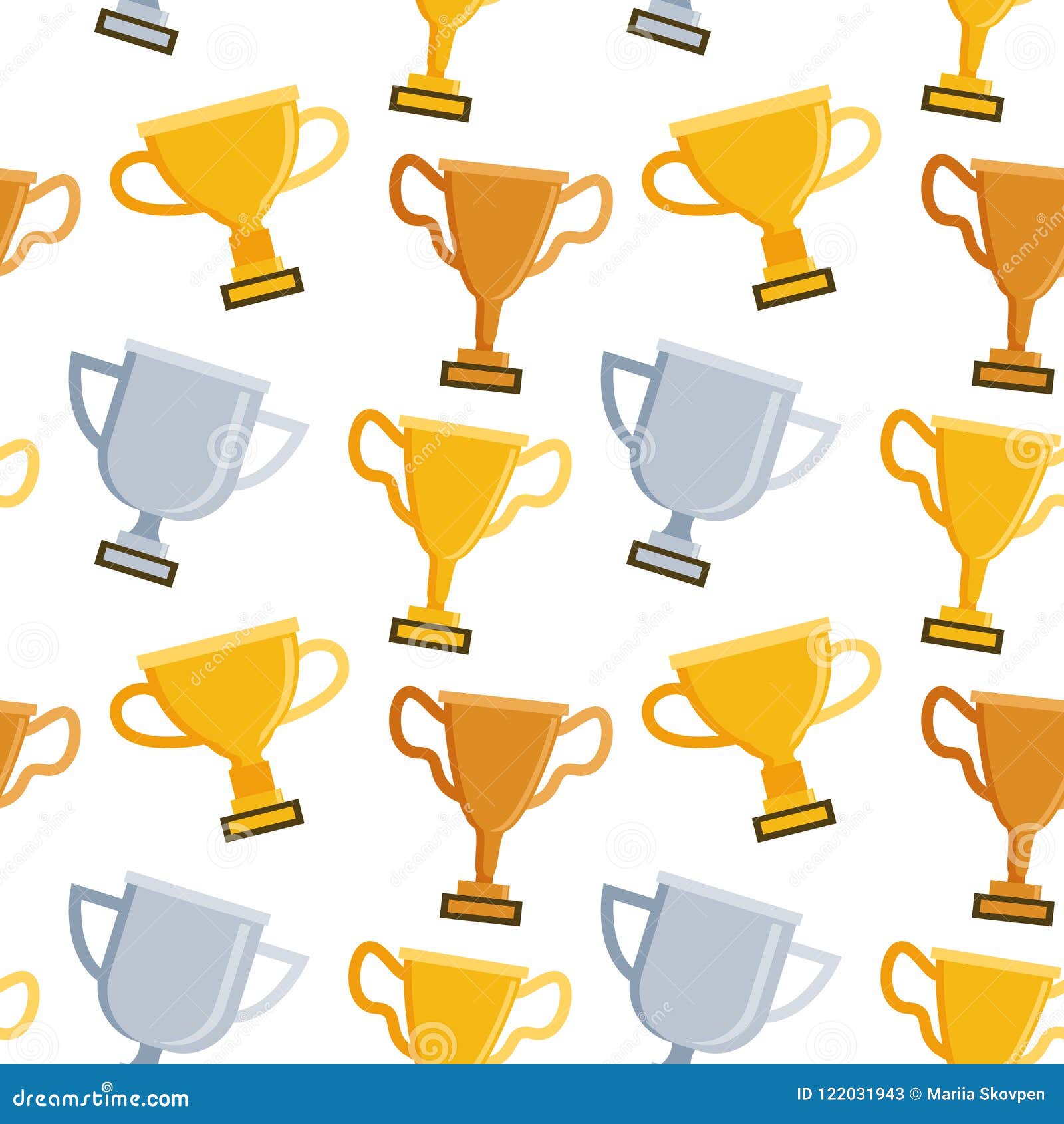 Seamless Pattern with Trophy on White Background Stock Illustration ...
