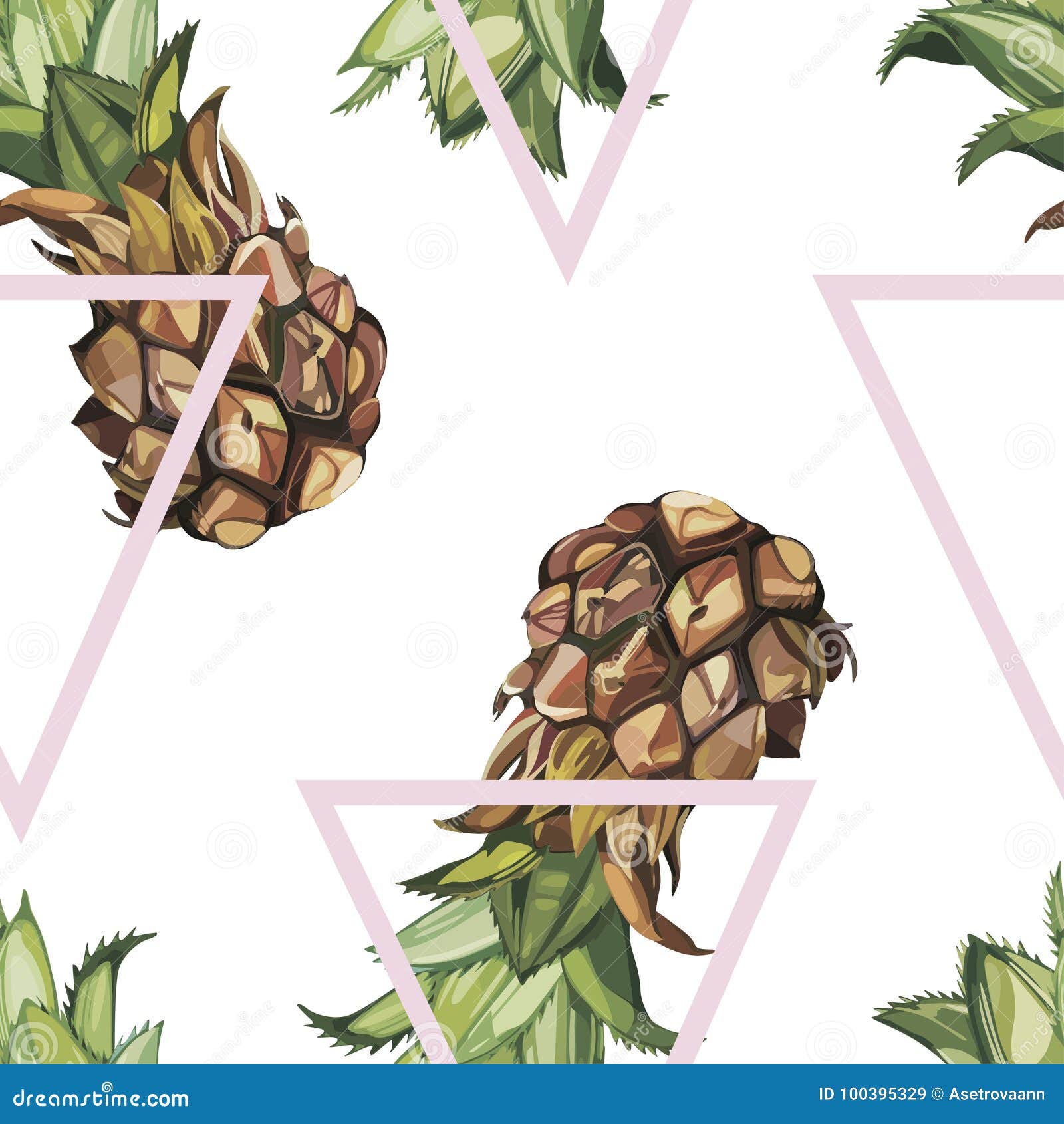 Seamless Pattern with Tropical Ananas. Element for Design of ...