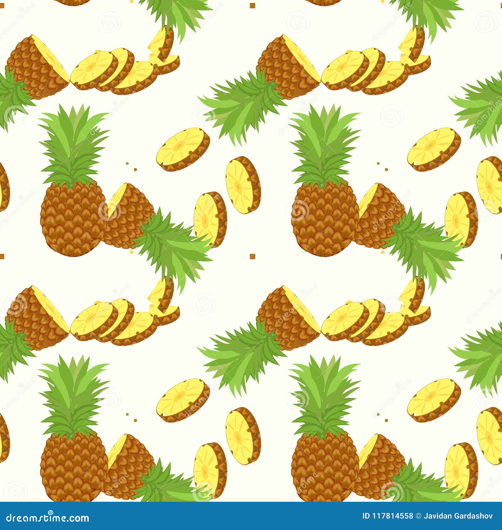 Seamless Pattern with Tropical Ananas. Element for Design of ...
