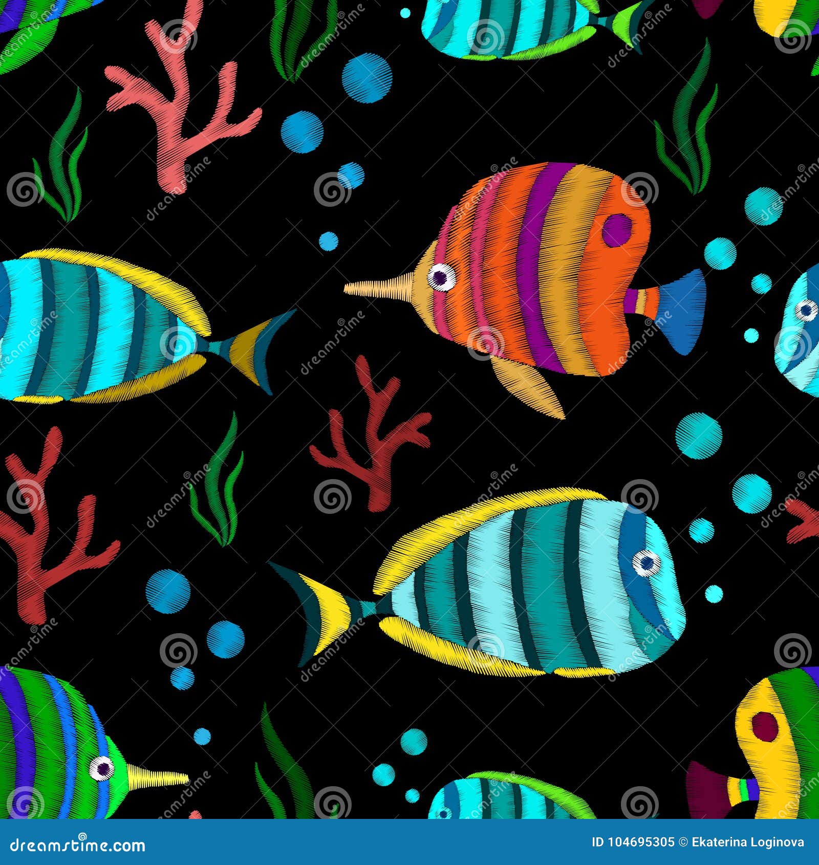 Seamless Pattern with Tropical Fish. Stock Vector - Illustration of ...