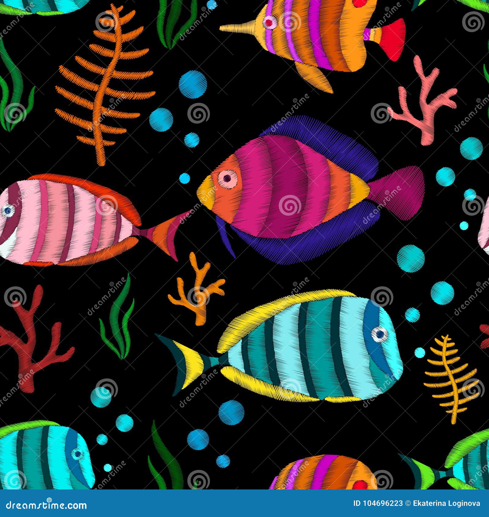 Seamless Pattern with Tropical Fish. Stock Vector - Illustration of ...