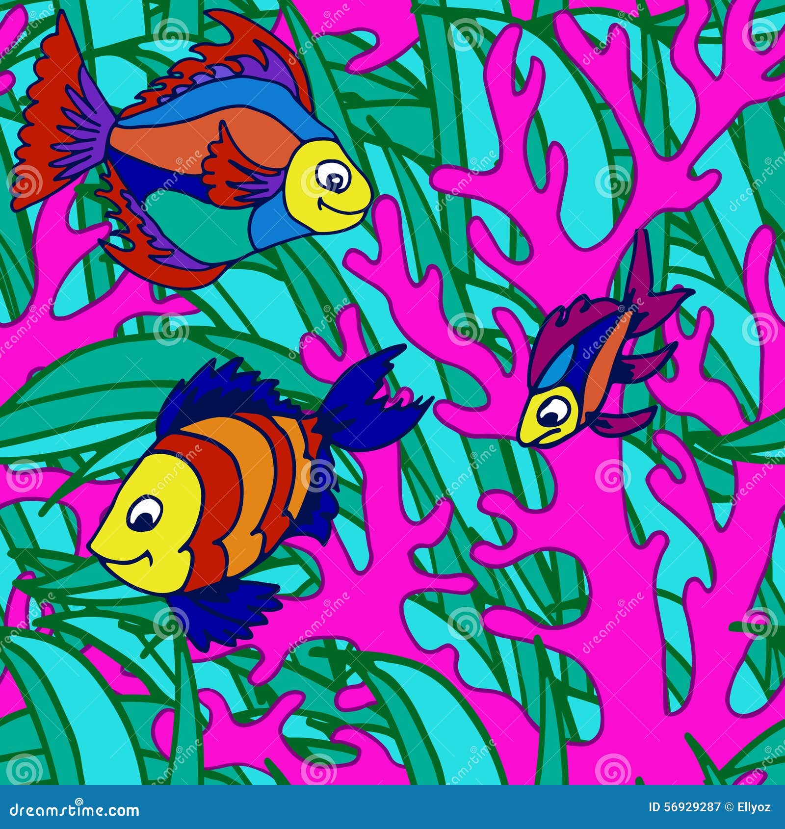 Seamless Pattern with Tropical Fish Stock Vector - Illustration of ...