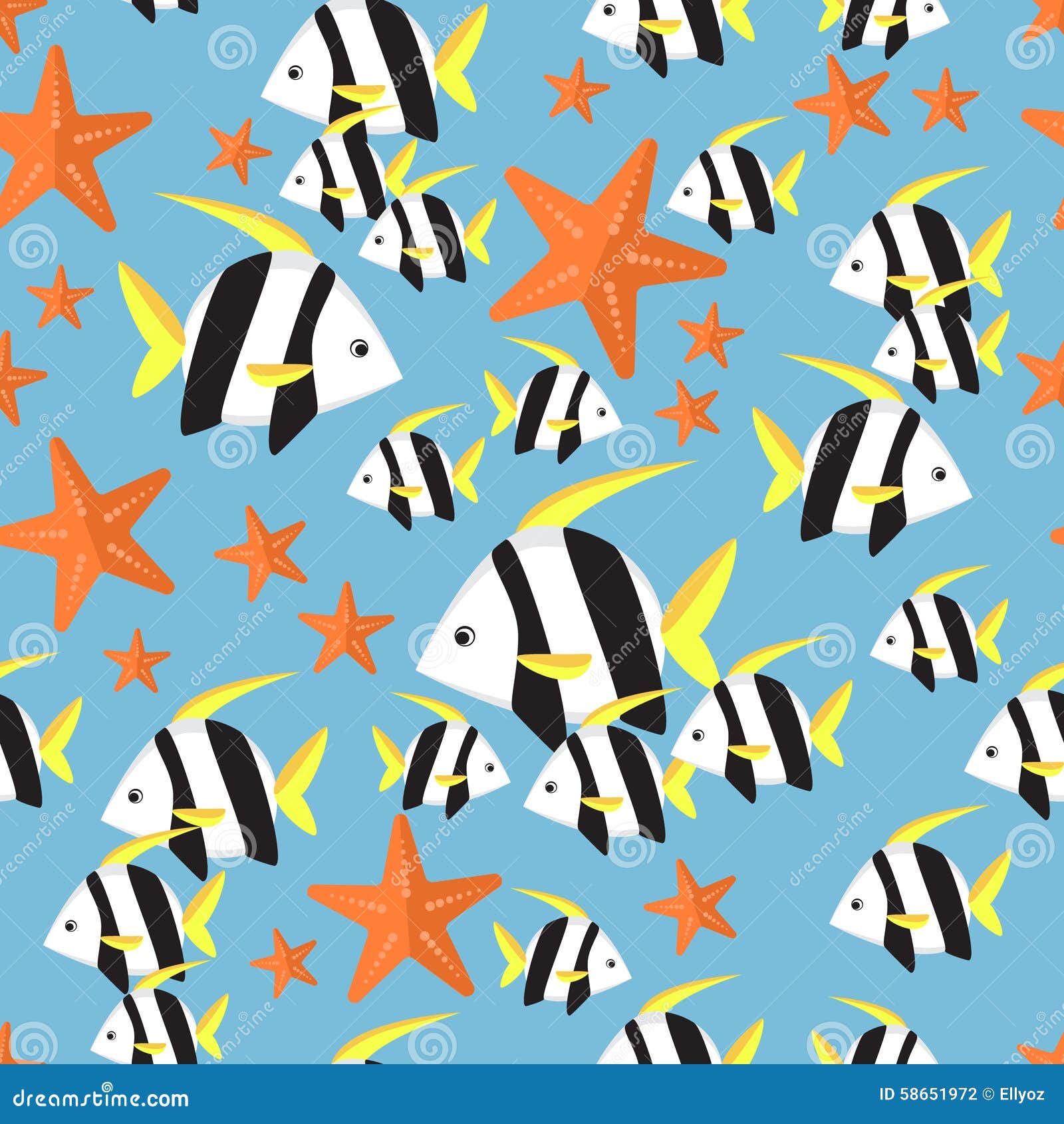 Seamless Pattern with Tropical Fish Stock Vector - Illustration of ...