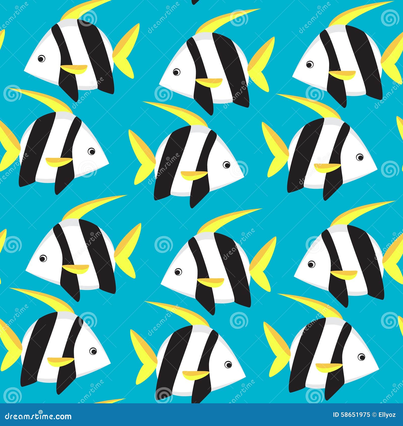 Seamless Pattern with Tropical Fish Stock Vector - Illustration of idol ...