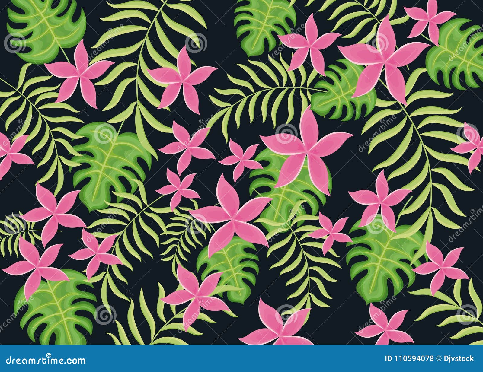 Seamless Pattern Tropical Flower Background Stock Vector - Illustration ...