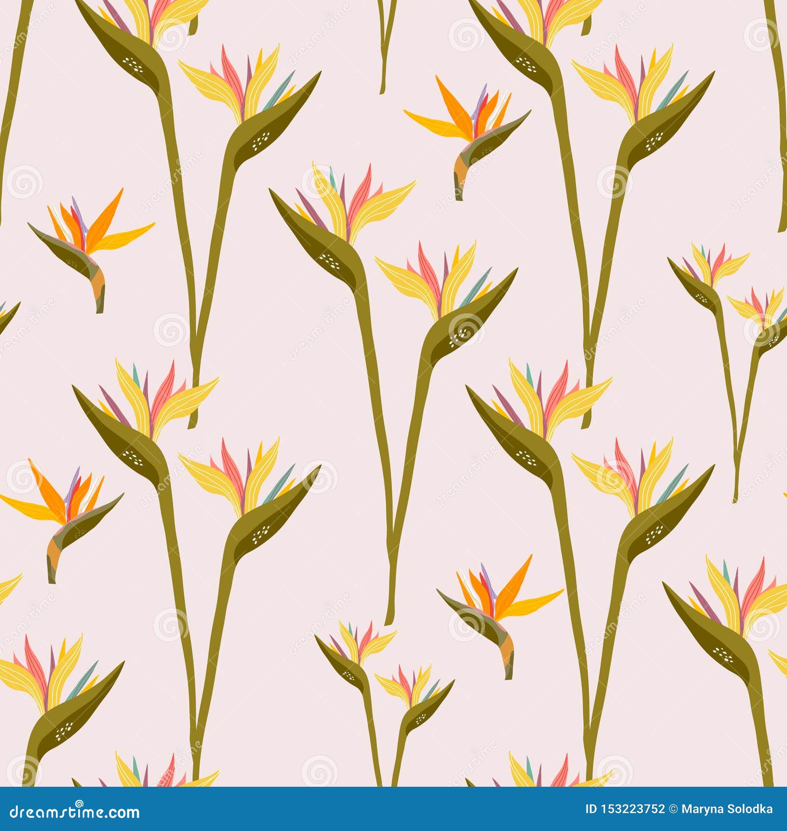 Seamless Pattern with Tropical Flowers. Creative Floral Texture Stock ...