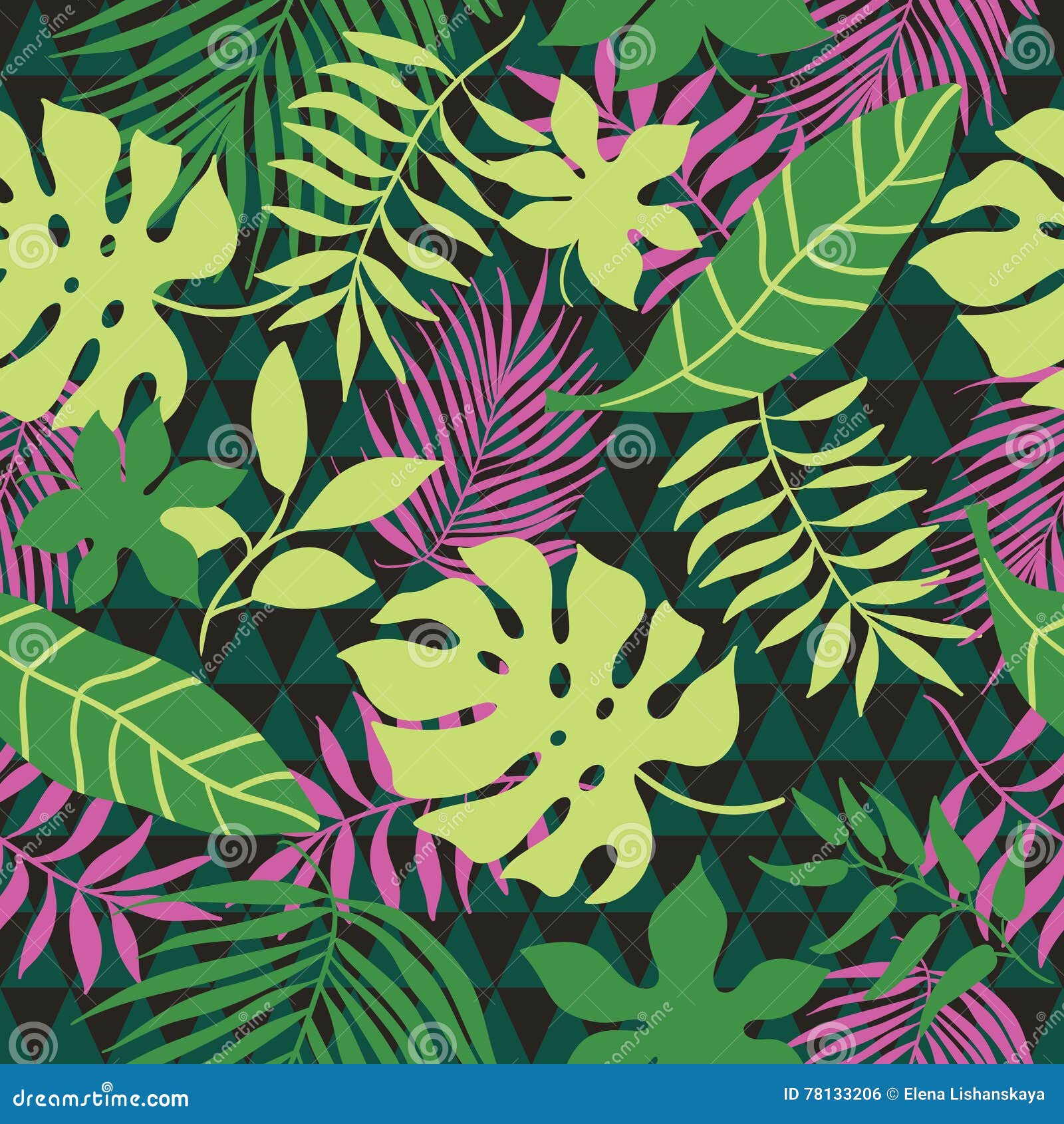 Seamless Pattern Tropical Leaves Stock Vector - Illustration of black ...