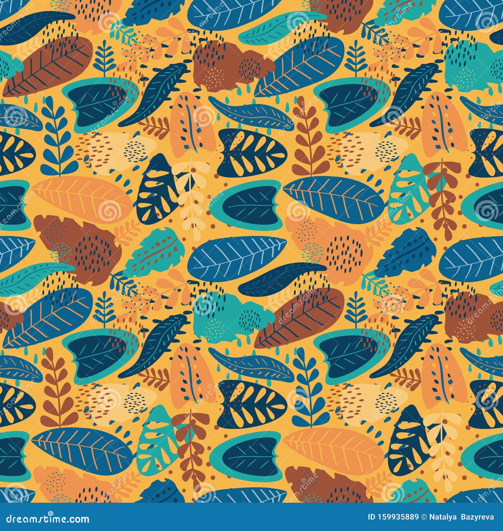 Seamless Jungle Pattern with Tropical Elements Stock Illustration ...