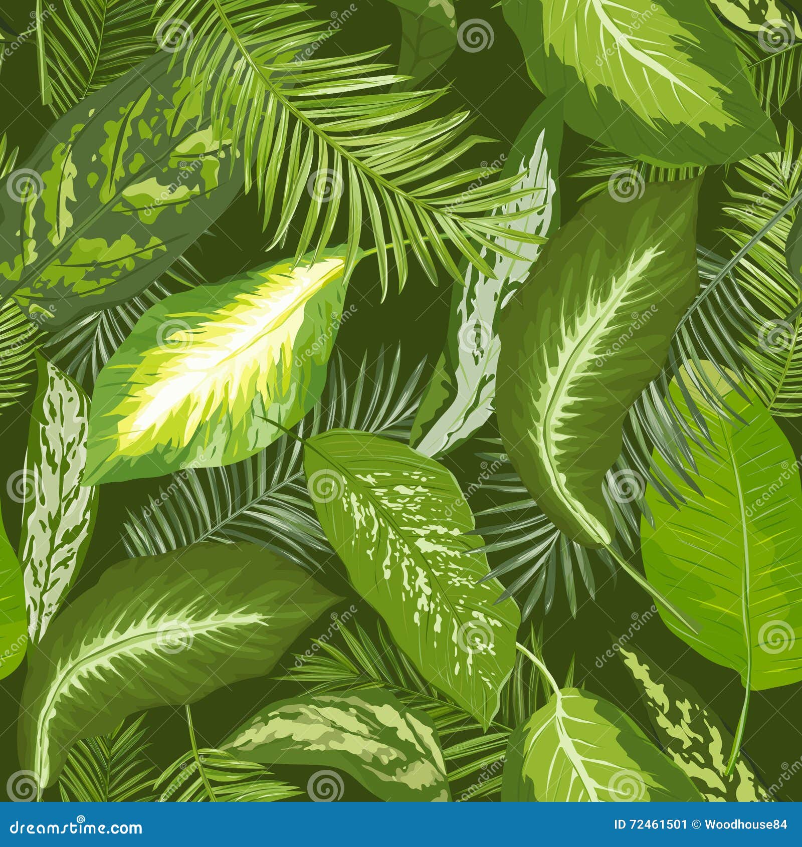 Seamless Pattern. Tropical Palm Leaves Background Stock Vector ...