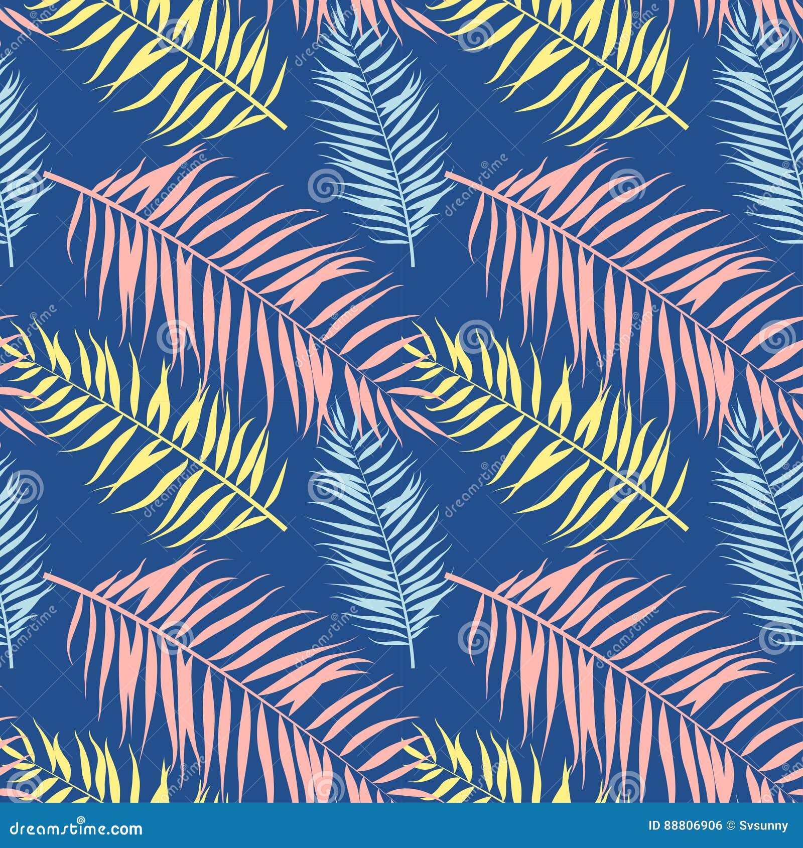 Seamless Pattern of Tropical Palm Leaves. Vector Illustration Stock ...
