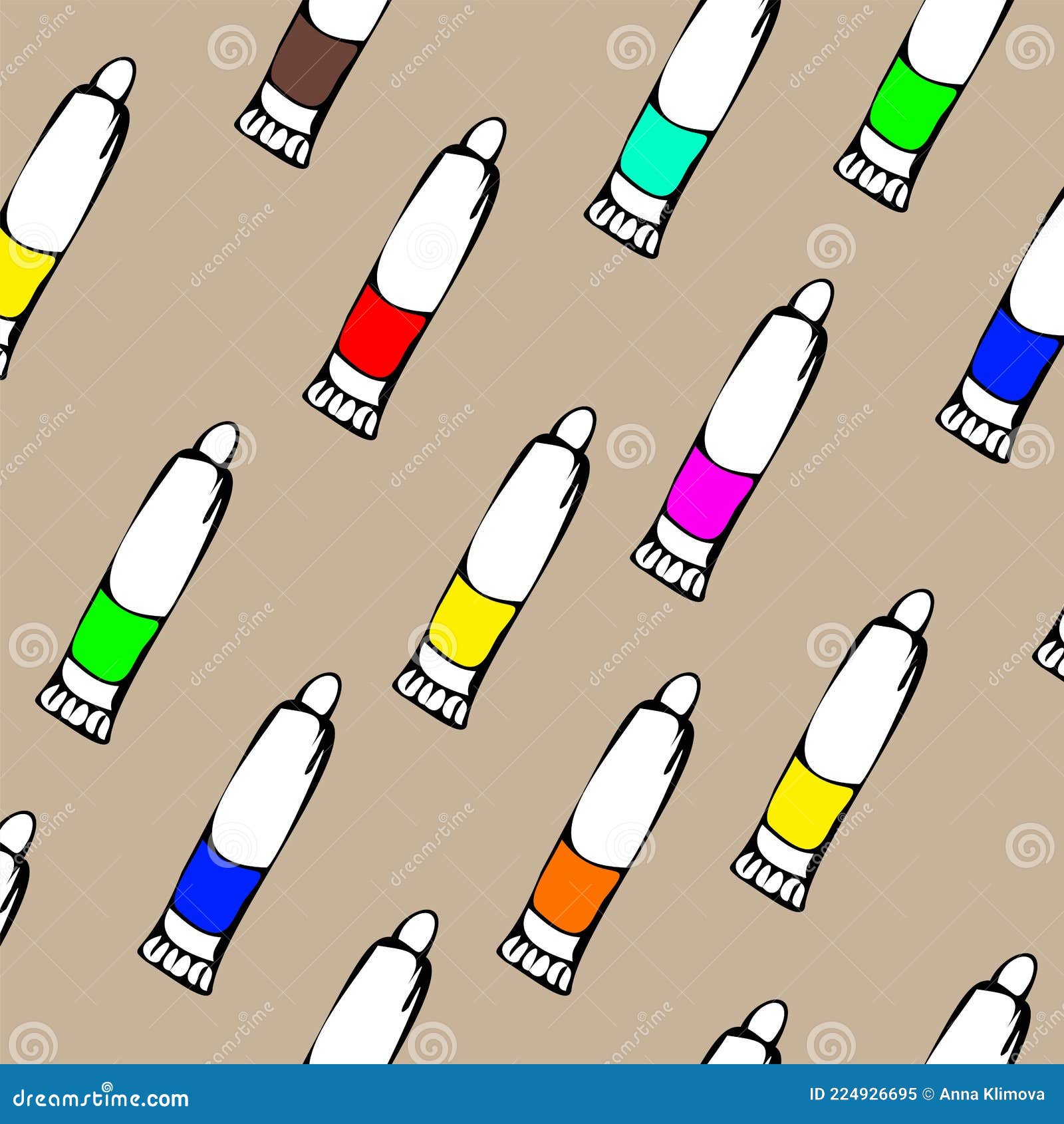 Seamless Pattern from Tubes with Paints of Different Colors. Packaging ...
