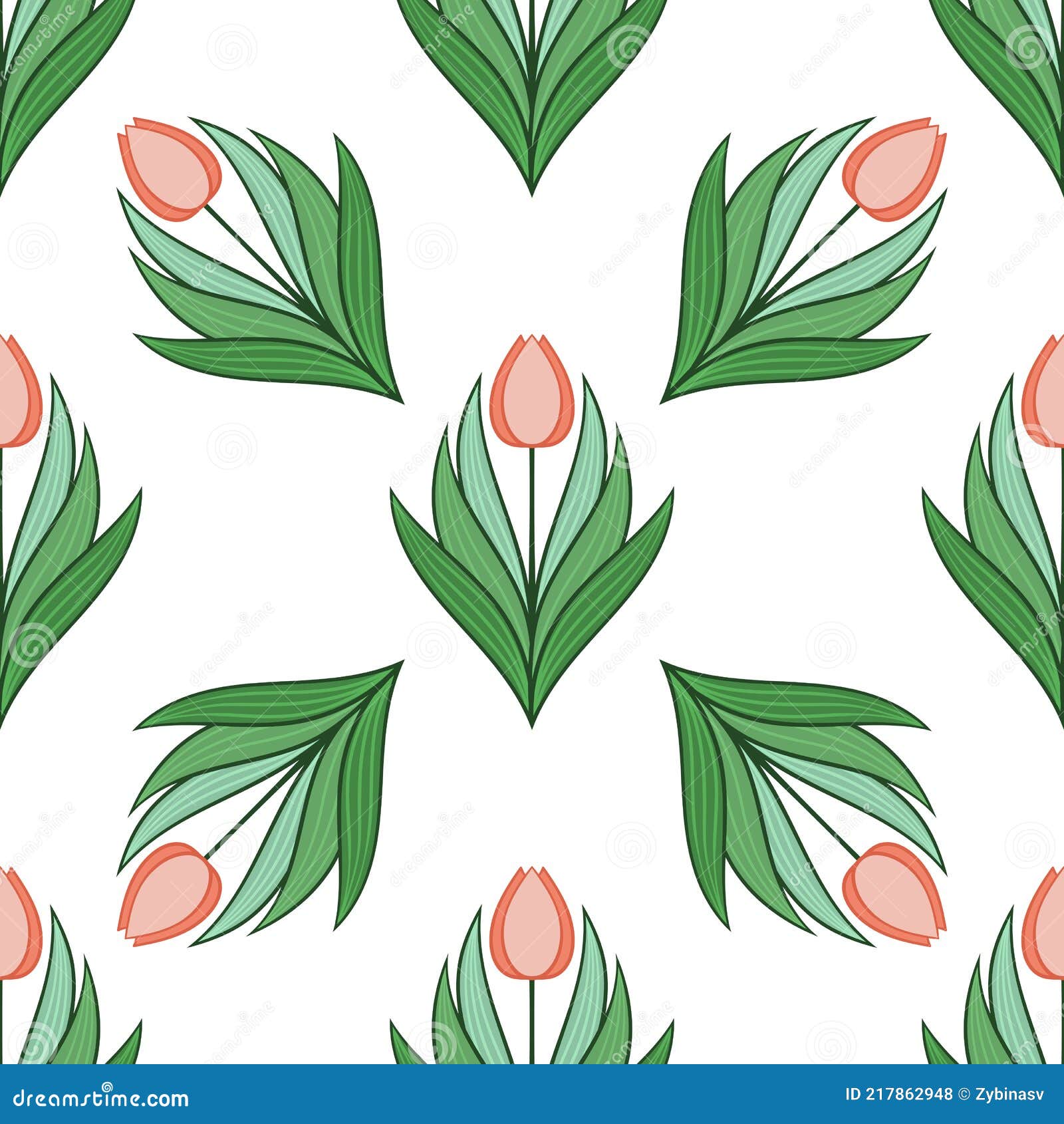 Seamless Pattern with Tulips in Flat Modern Style. Design from Multi ...
