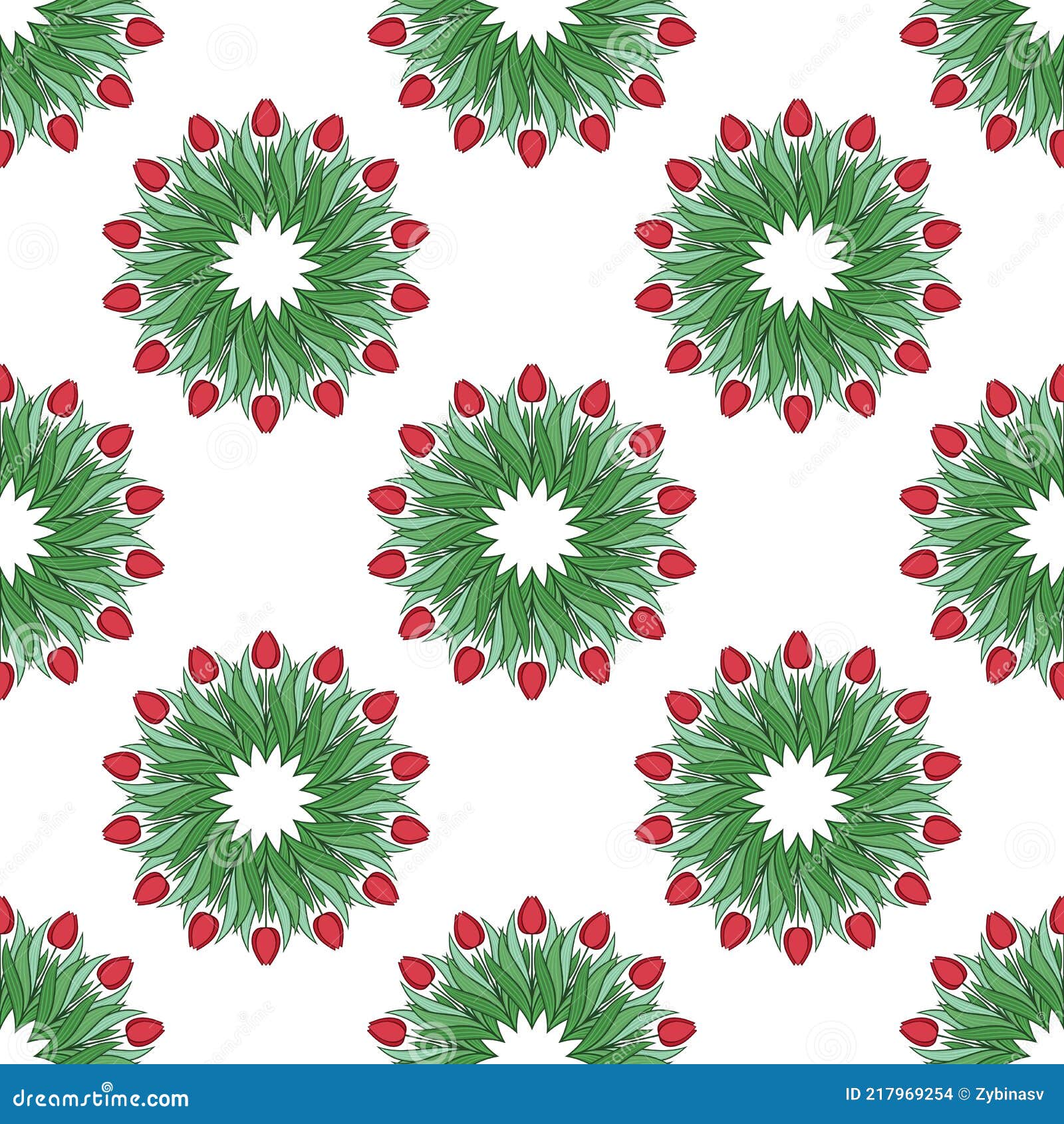 Seamless Pattern with Tulips in Flat Modern Style. Design from Multi ...