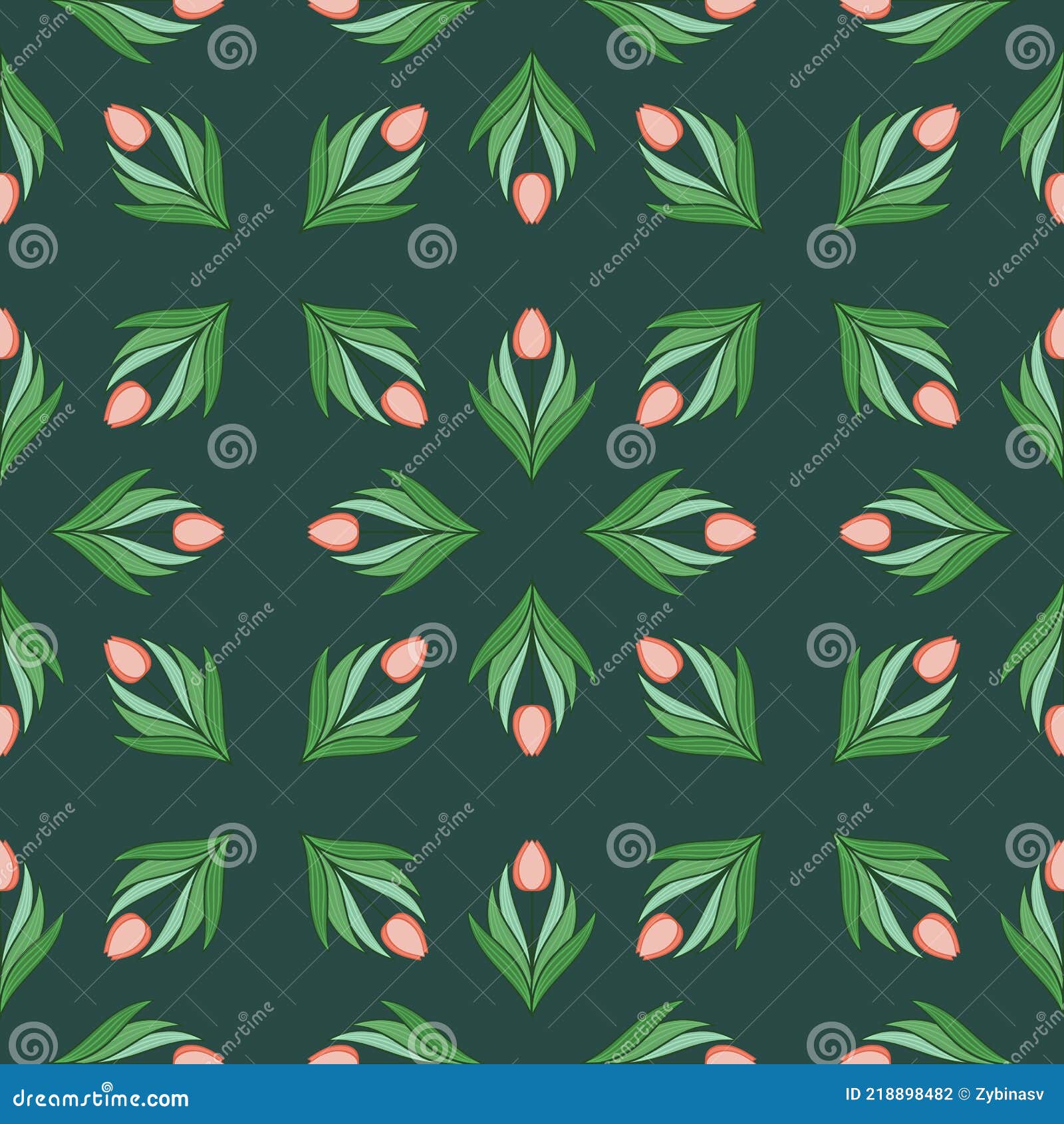 Seamless Pattern with Tulips in Flat Modern Style. Design from Multi ...