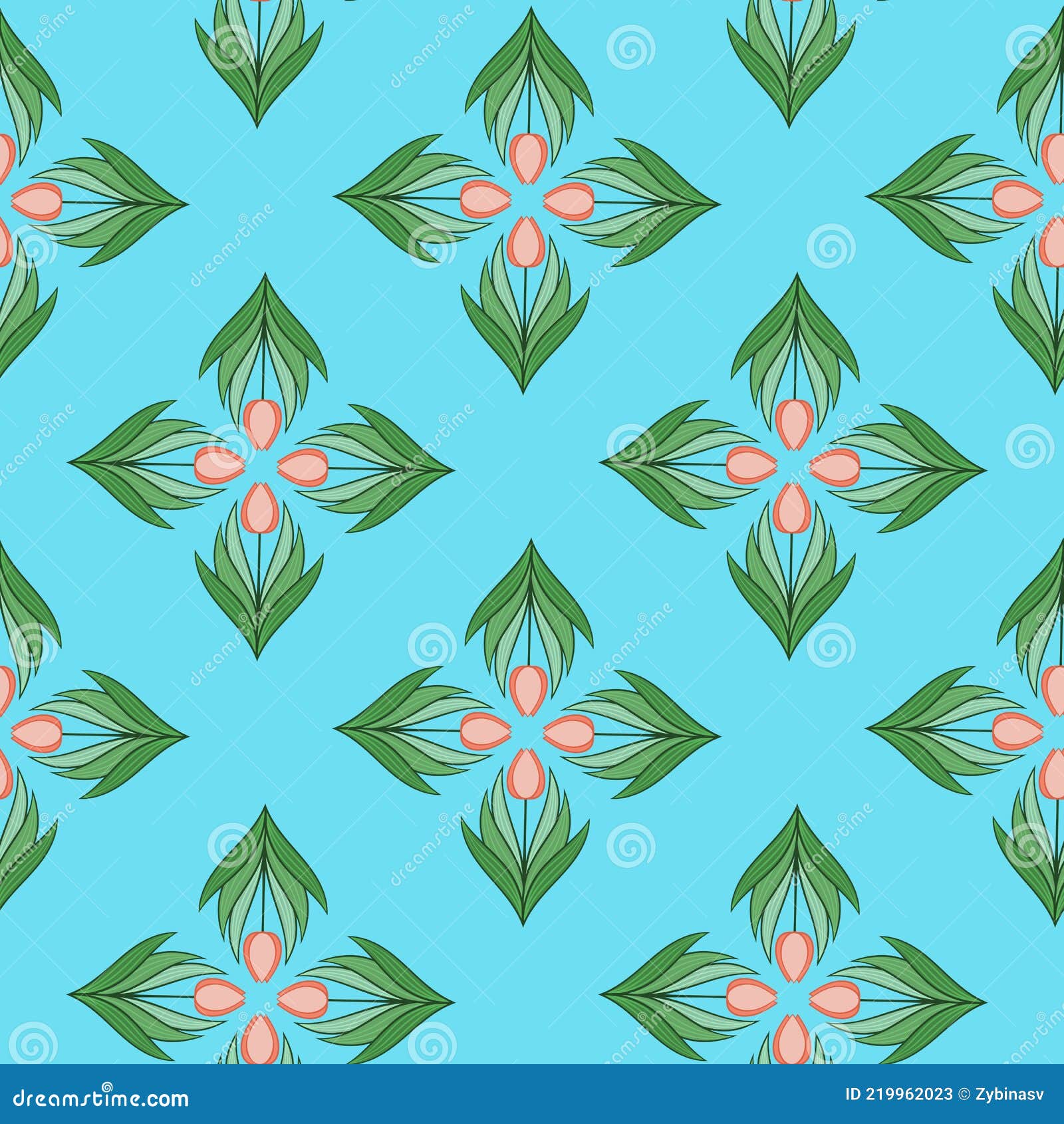Seamless Pattern with Tulips in Flat Modern Style. Design from Multi ...