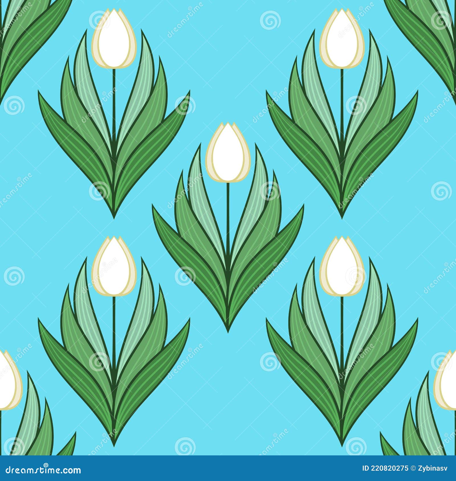 Seamless Pattern with Tulips in Flat Modern Style. Design from Multi ...
